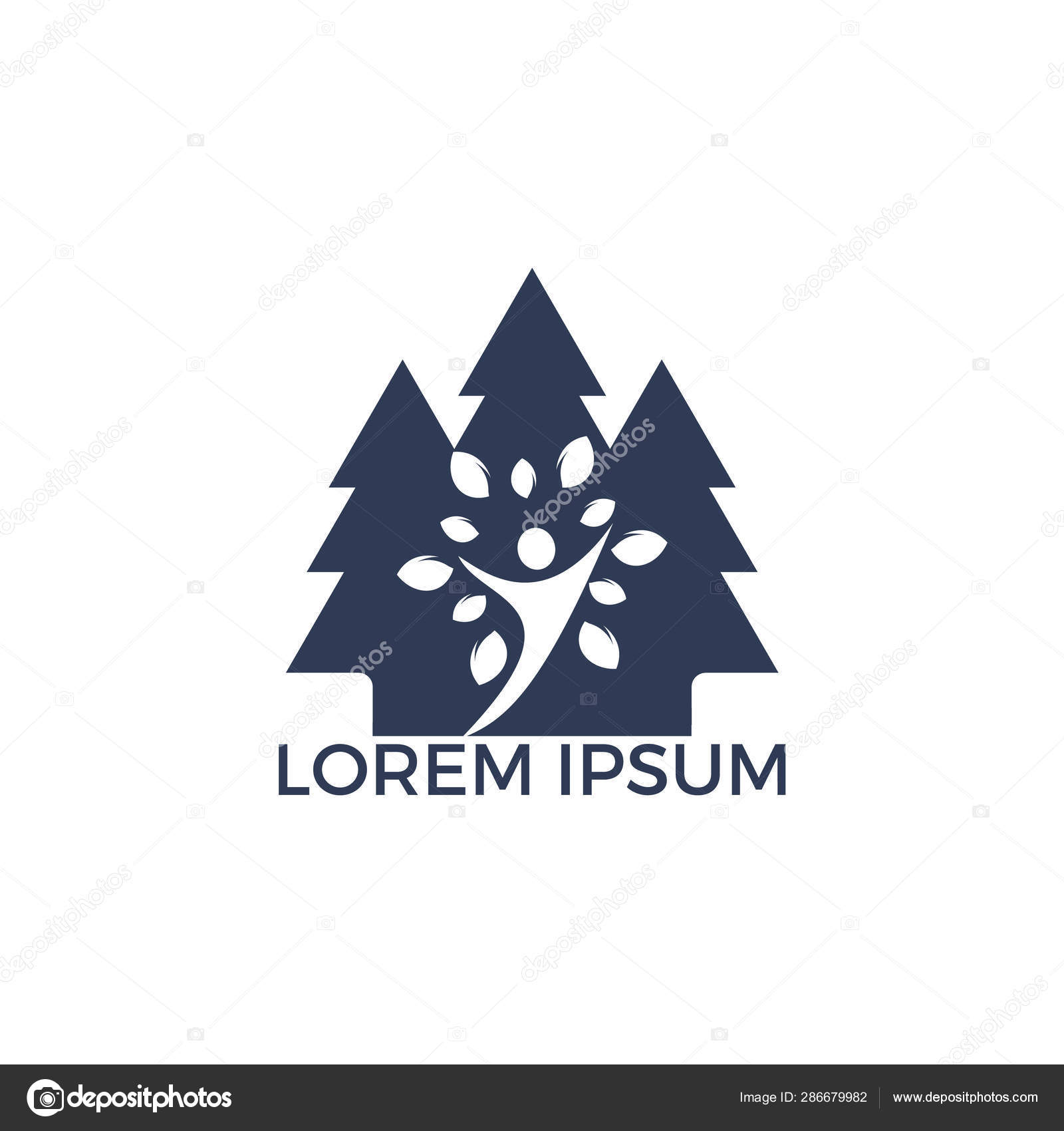 Pine Tree People Logo Design Healthy Person People Tree Eco Stock ...