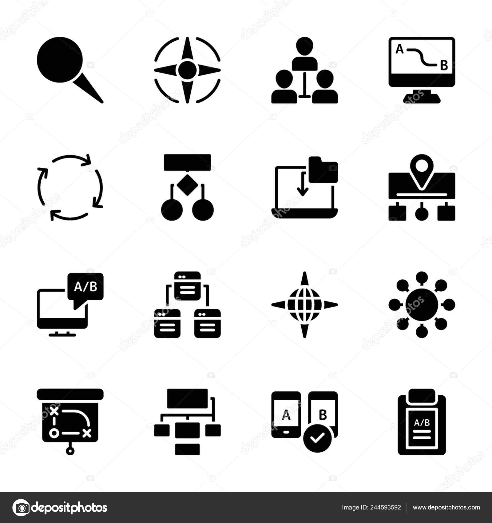 Hey Look User Flow Journey Map Testing Icons Pack Consist Stock Vector ...