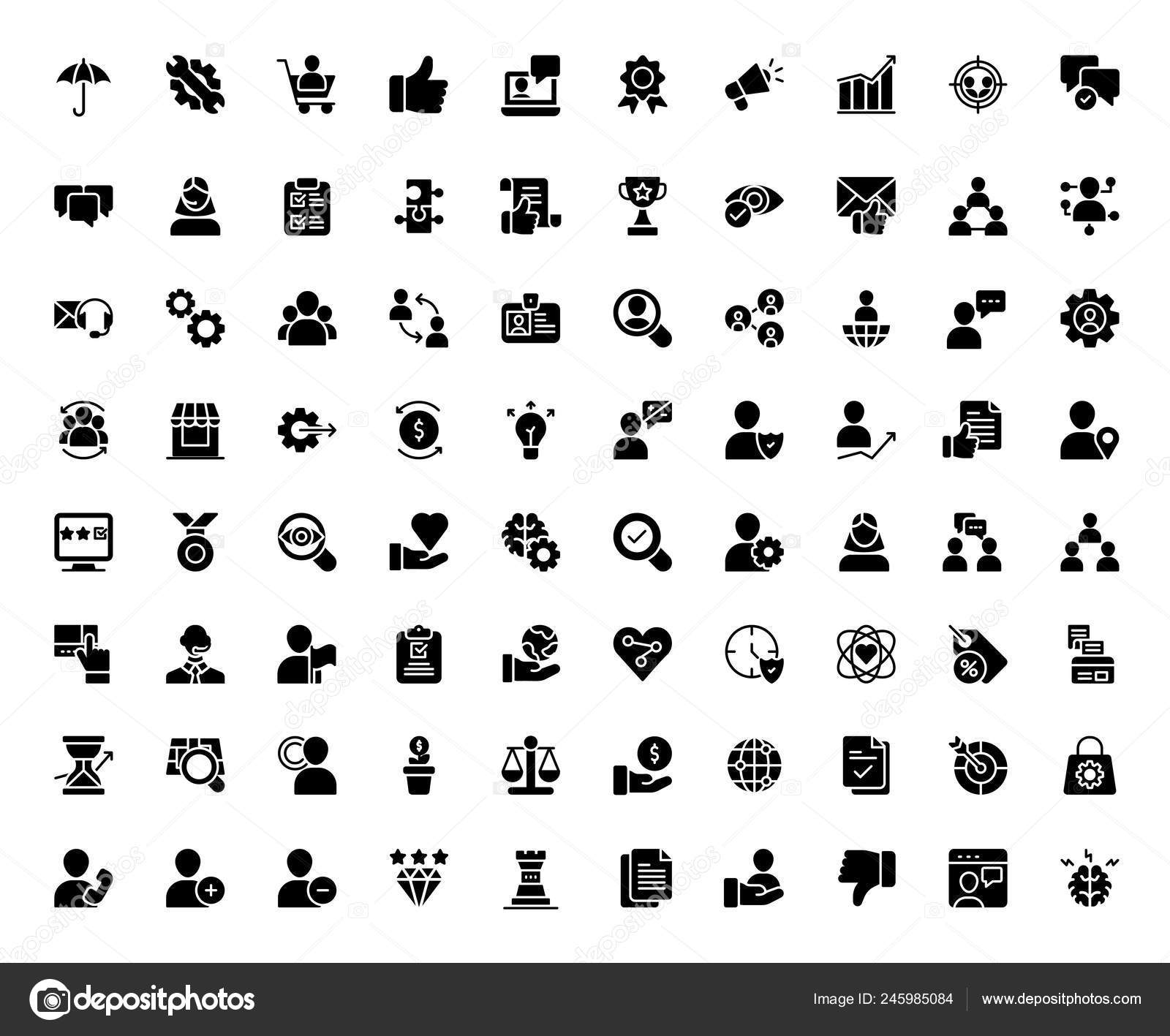 Glyph Set Customer Relationship Management Icons Pack Consists Icons ...
