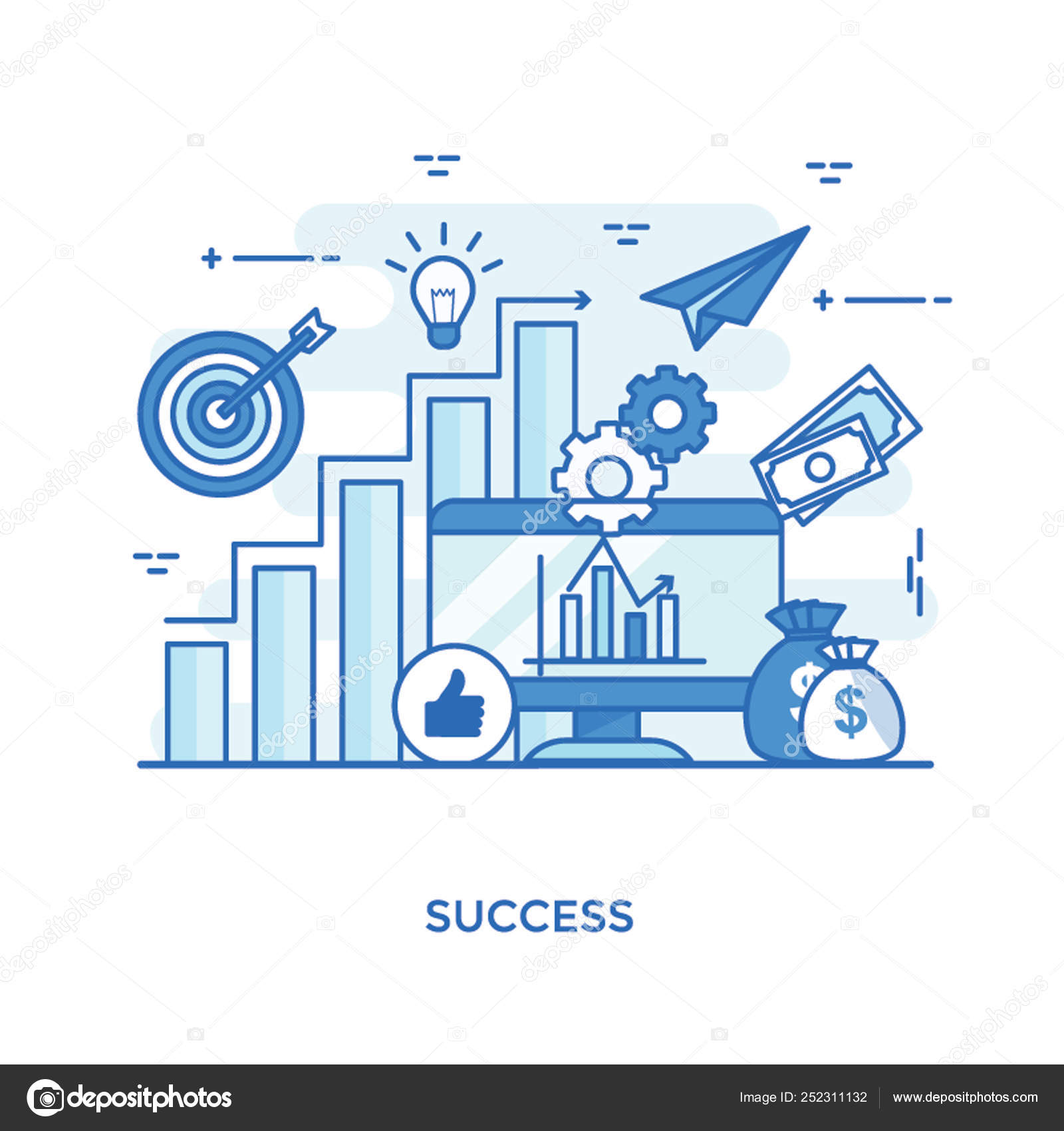 Success Chart Graphical Representation Vector Illustration Stock Vector ...