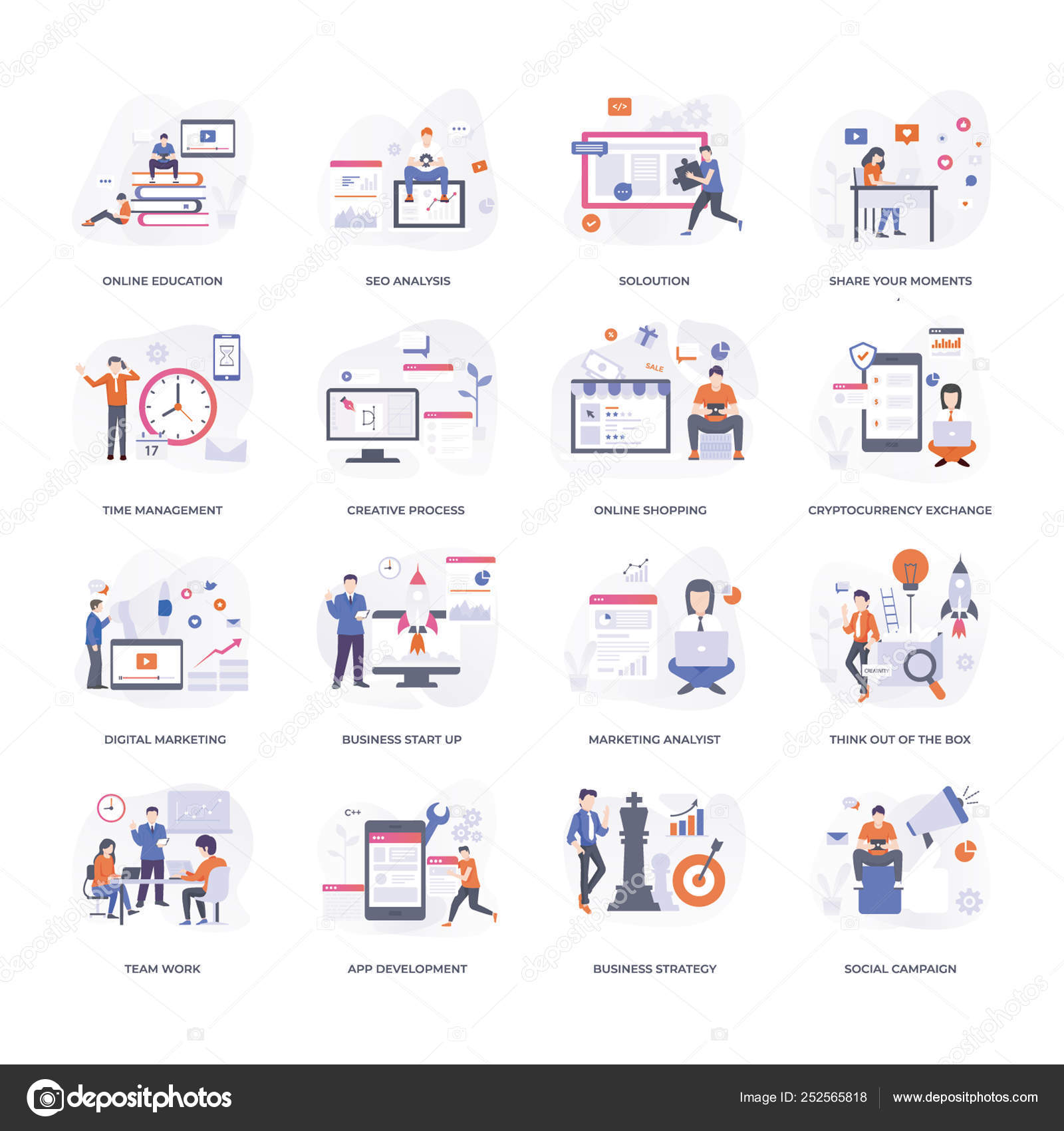 Flat Conceptual Illustrations Set Project Management Vectors Great ...