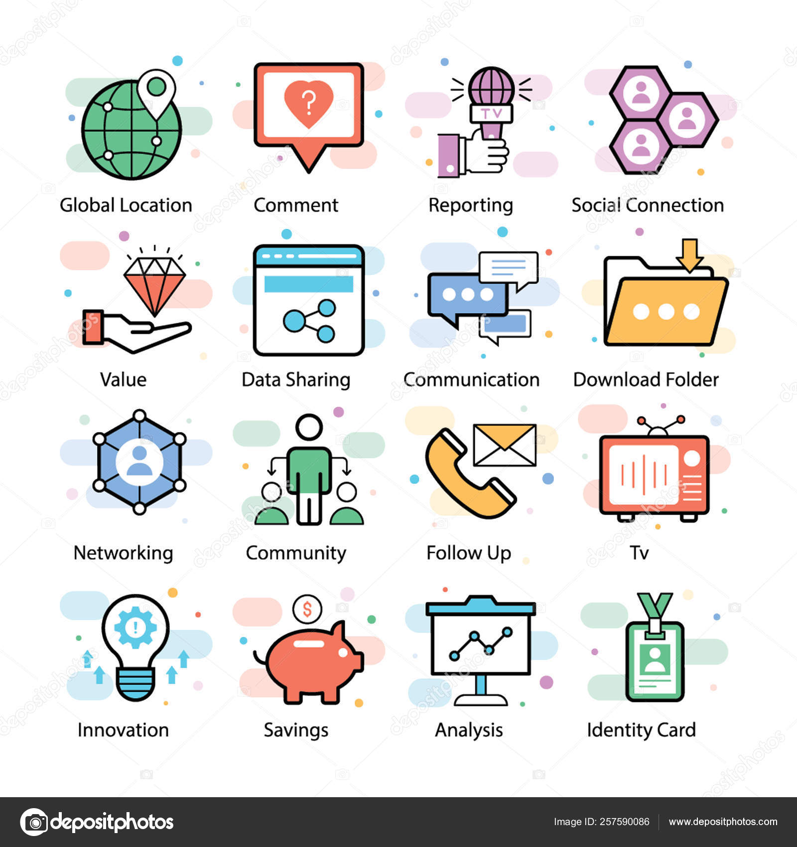 Paquete Iconos Redes Sociales Vector de Stock de ©vectorspoint 257590086