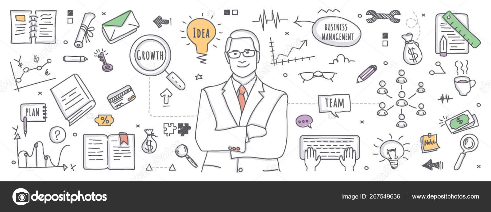 Business management in doodle illustration Stock Vector by ...