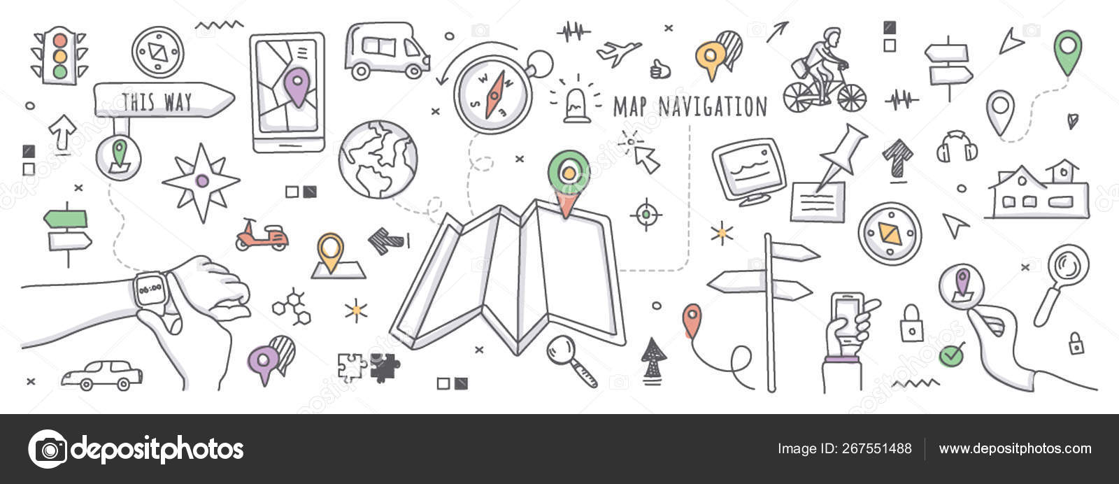 Map navigation in doodle illustration Stock Vector Image by ...