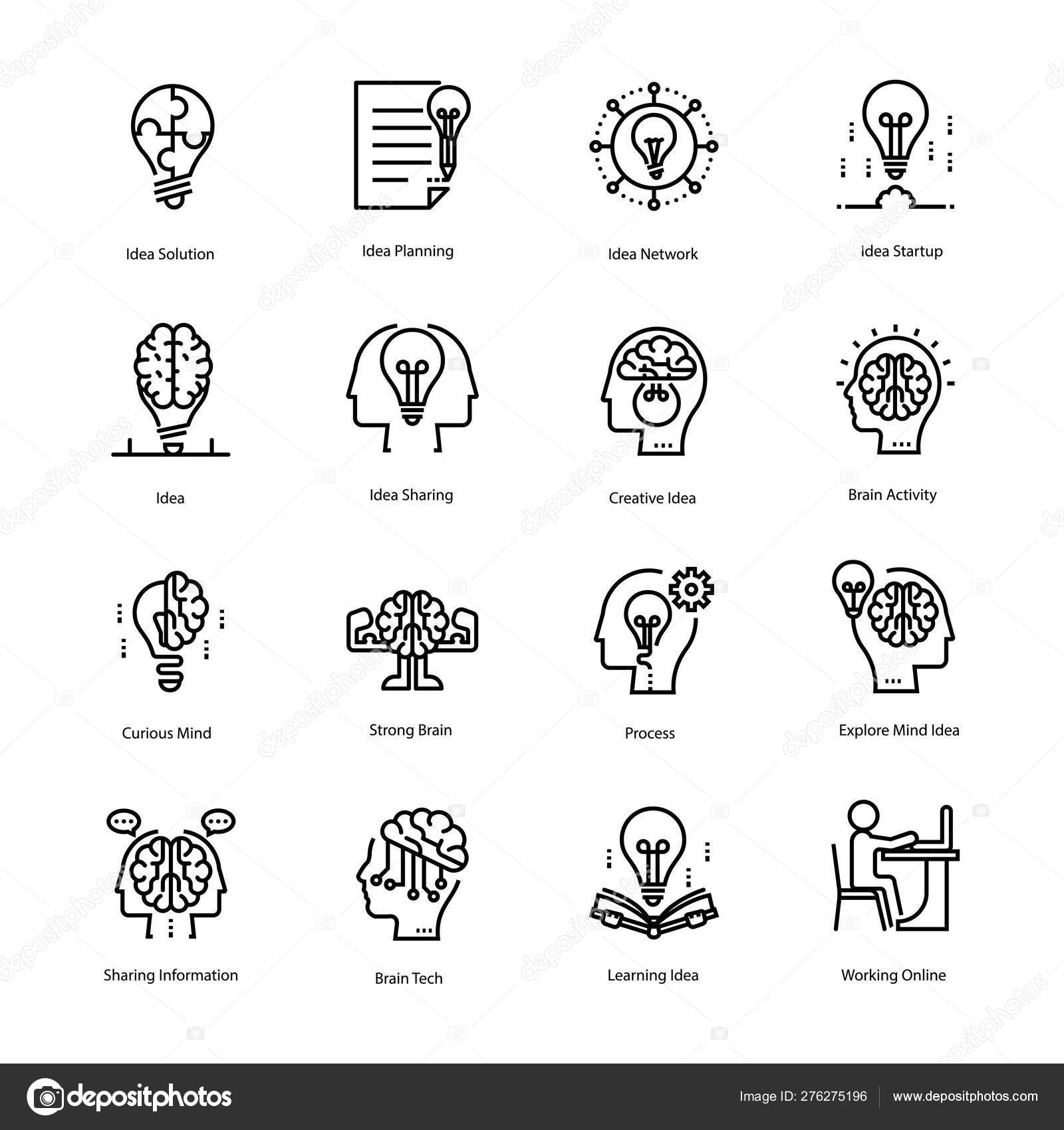 Inspiration and Idea Line Icons Stock Vector Image by ©vectorspoint ...