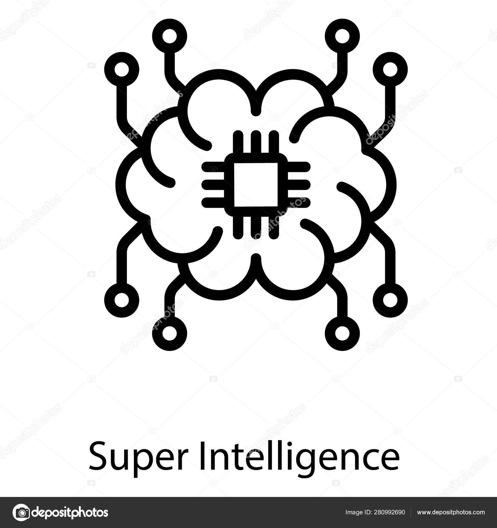 Mind Superintelligence Vector Line Design Stock Vector Image by ...