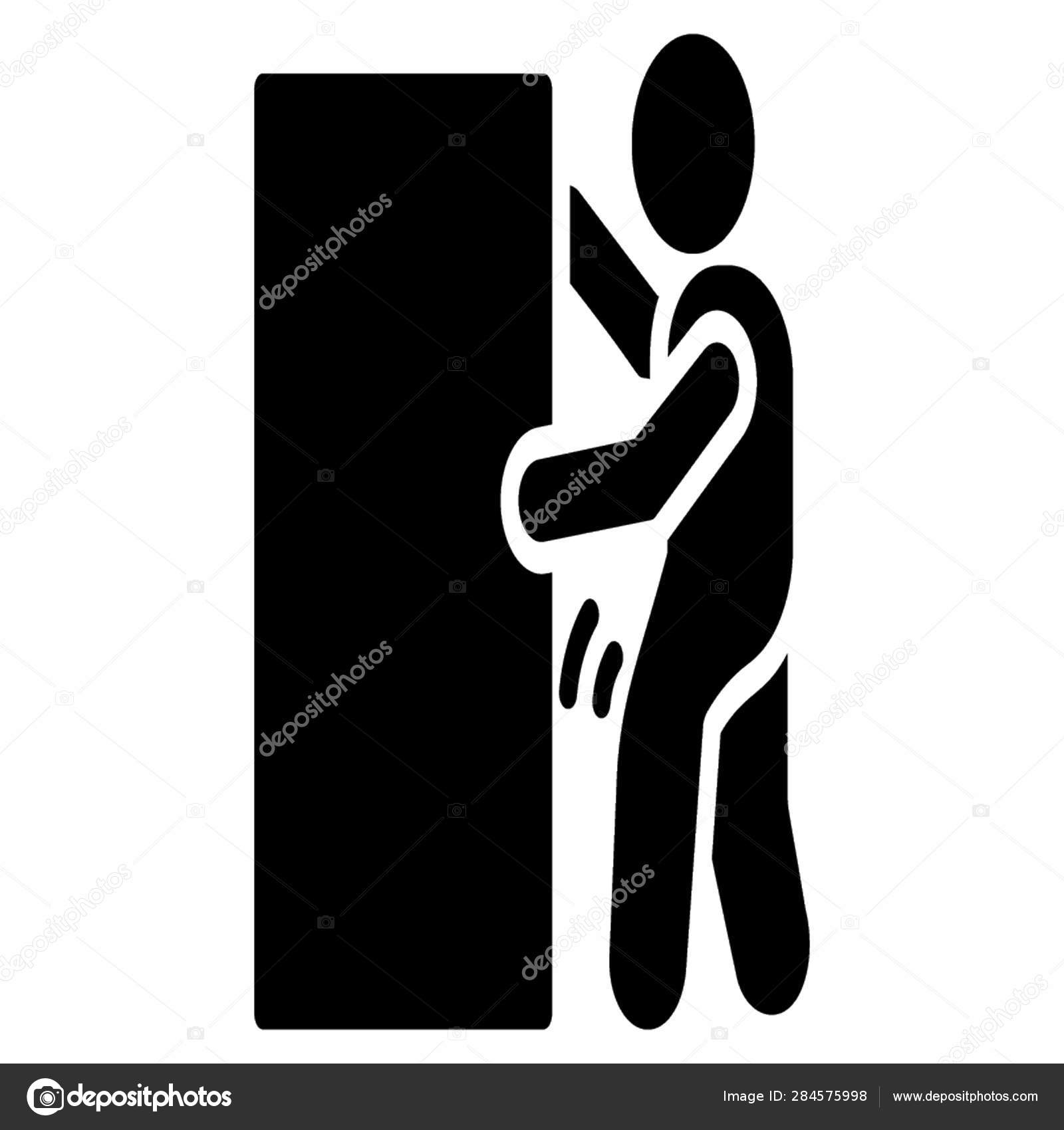 Hombre Empujando Icono Caja Pictograma Sólido Vector de stock por ...
