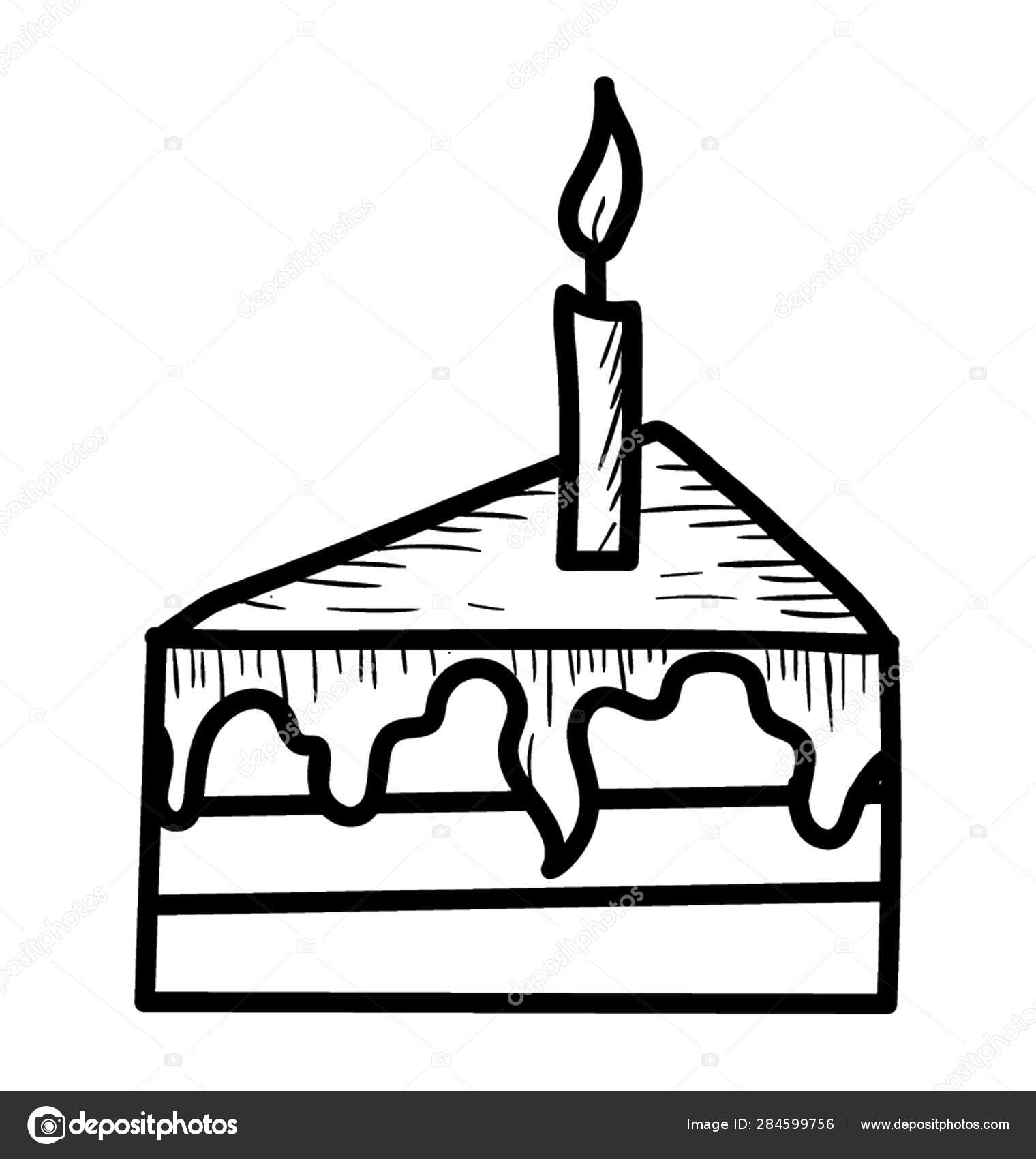 Doodle Birthday Cake Slice Vector Stock Vector by ©vectorspoint 284599756
