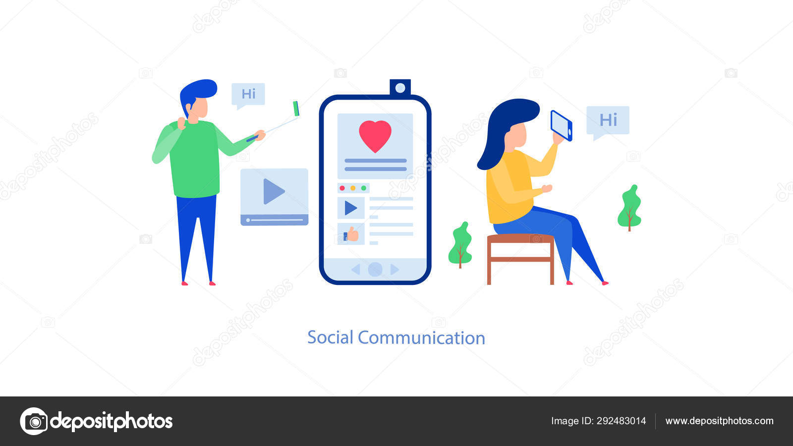 Social Communication Flat Illustration Design Stock Vector by ...