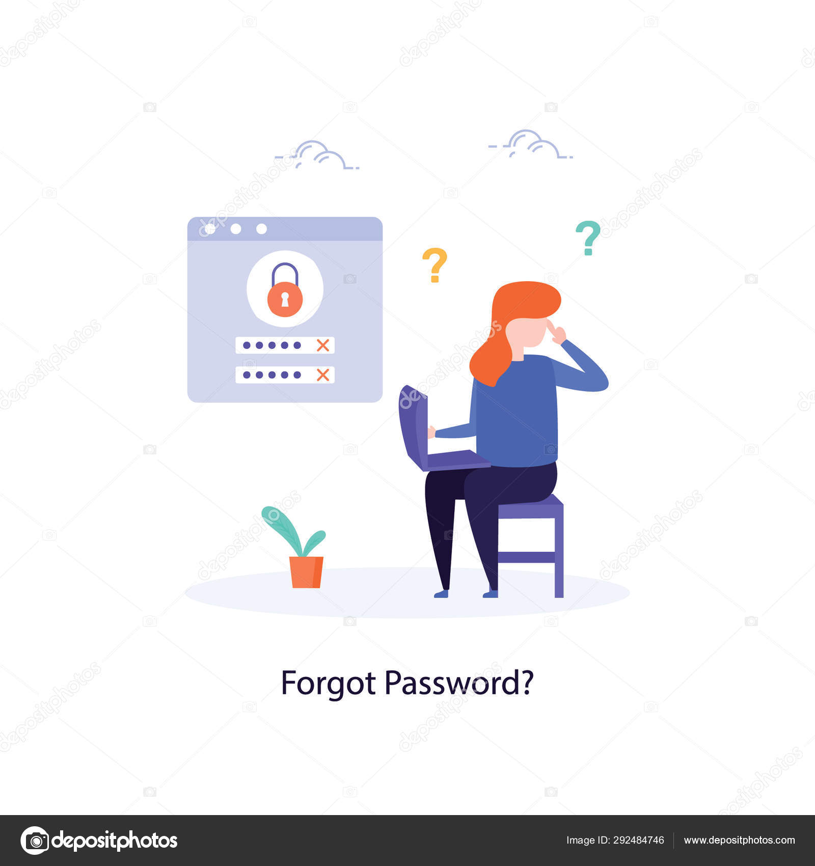 Forgot Password Vector Flat Illustration Stock Vector Image By