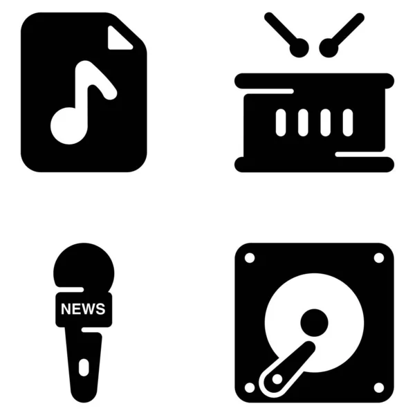 Aquí hay un paquete de iconos de glifo multimedia de cine que muestran ...