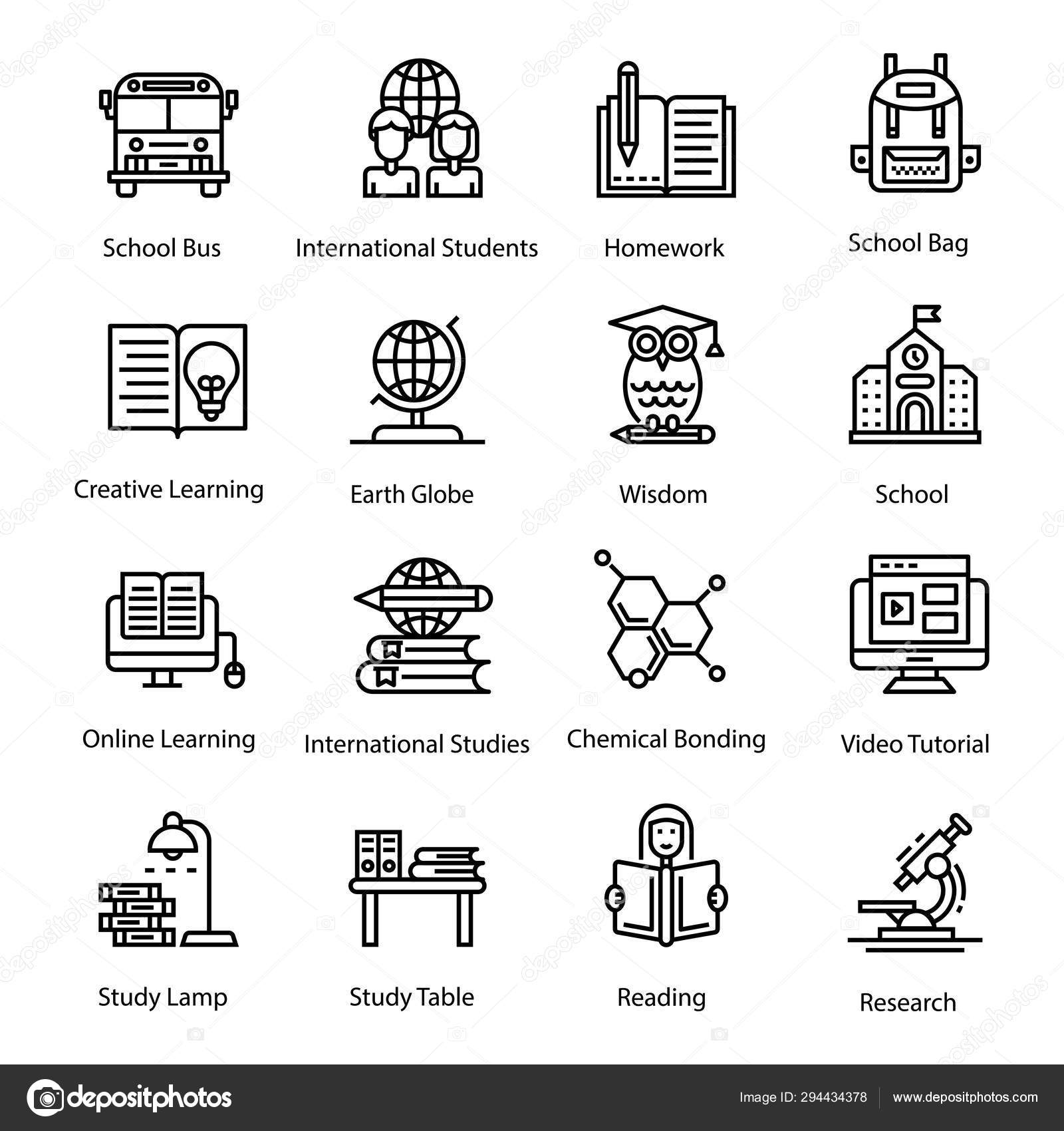 Education Icons Pack Line Style Vectors Readily Available Your Academic ...