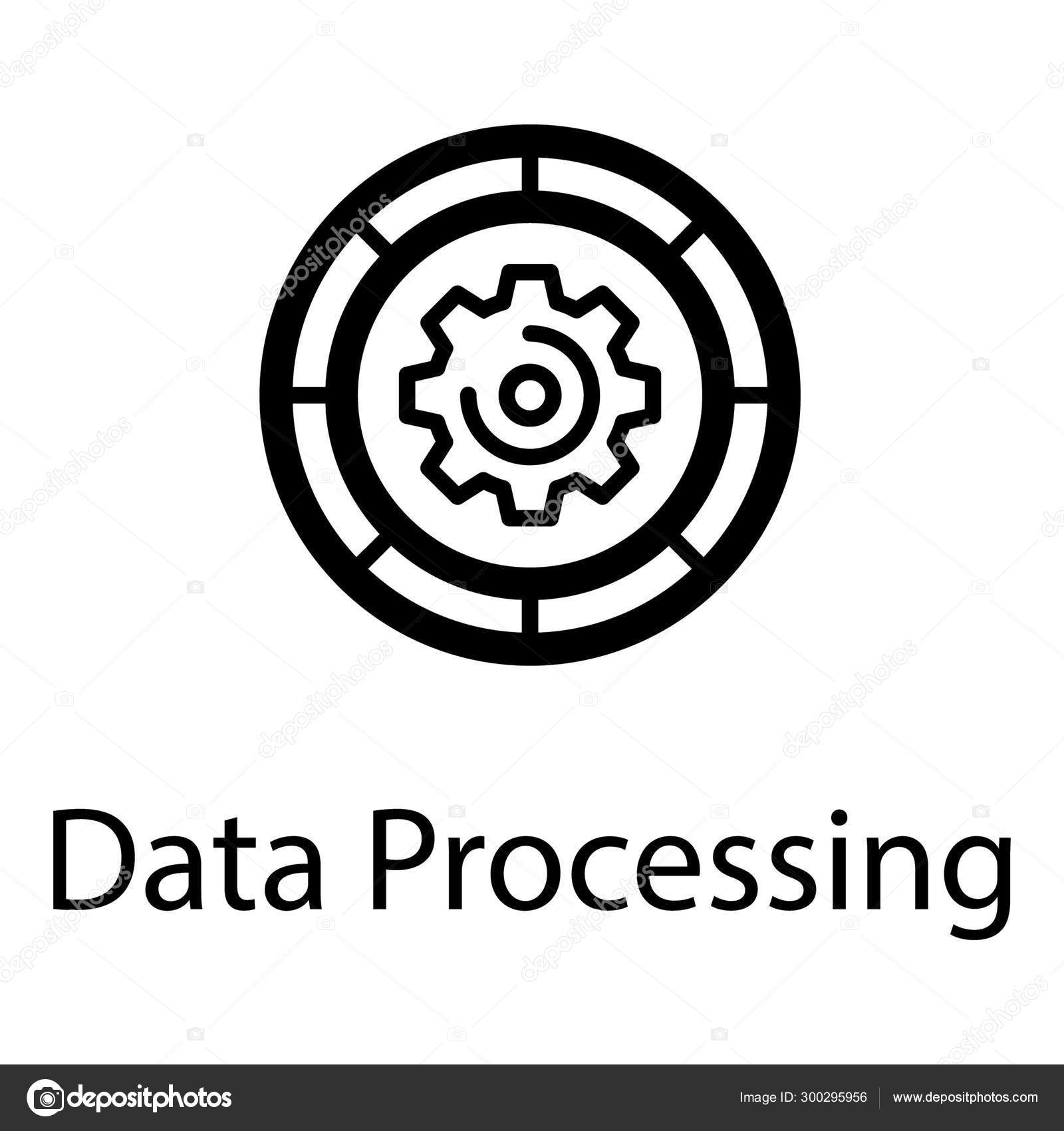 Vector Procesamiento Datos Diseño Línea Vector de stock por ...