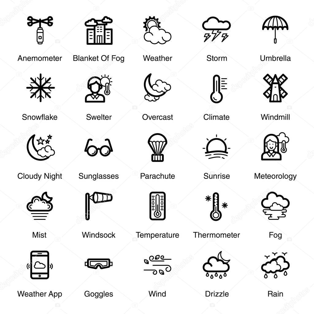 Paquete meteorol gico estacional que incluye lluvia, tornado, nubes ventosas y muchas m s im ...