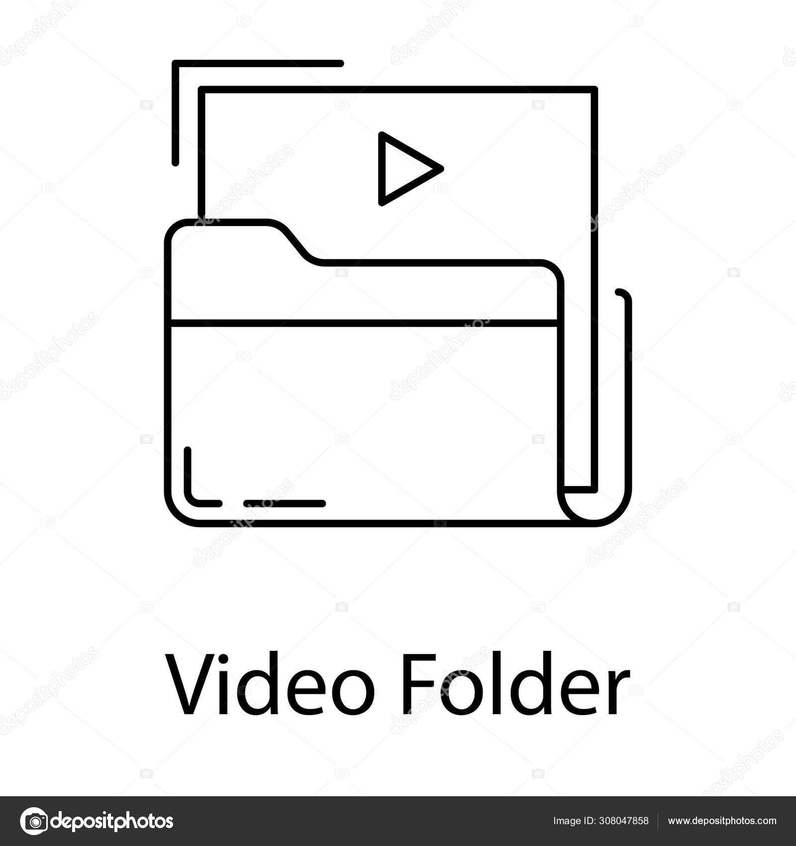 Video Folder Icon Line Design Stock Vector by ©vectorspoint 308047858