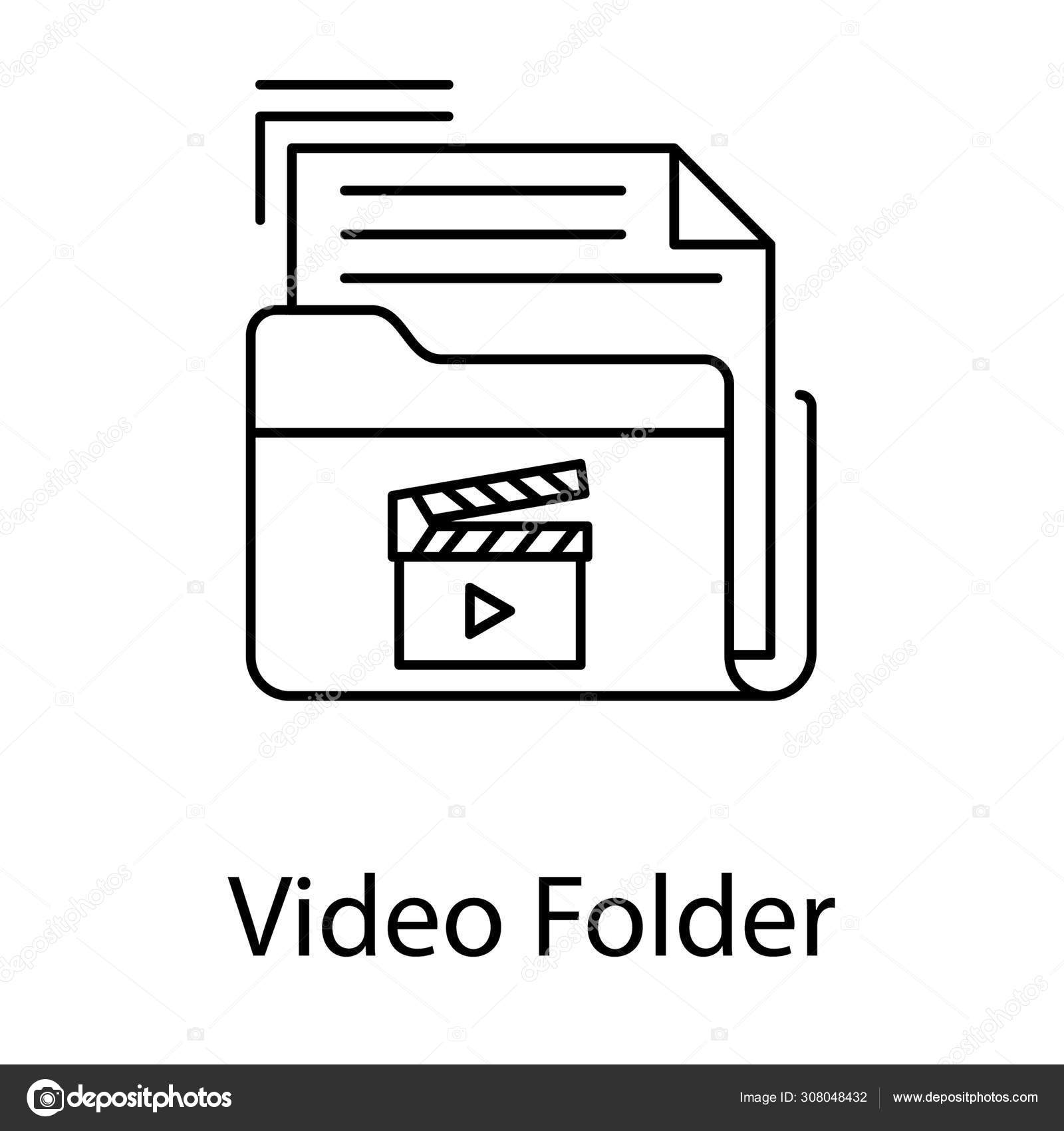 Video Folder Icon Line Design Stock Vector by ©vectorspoint 308048432