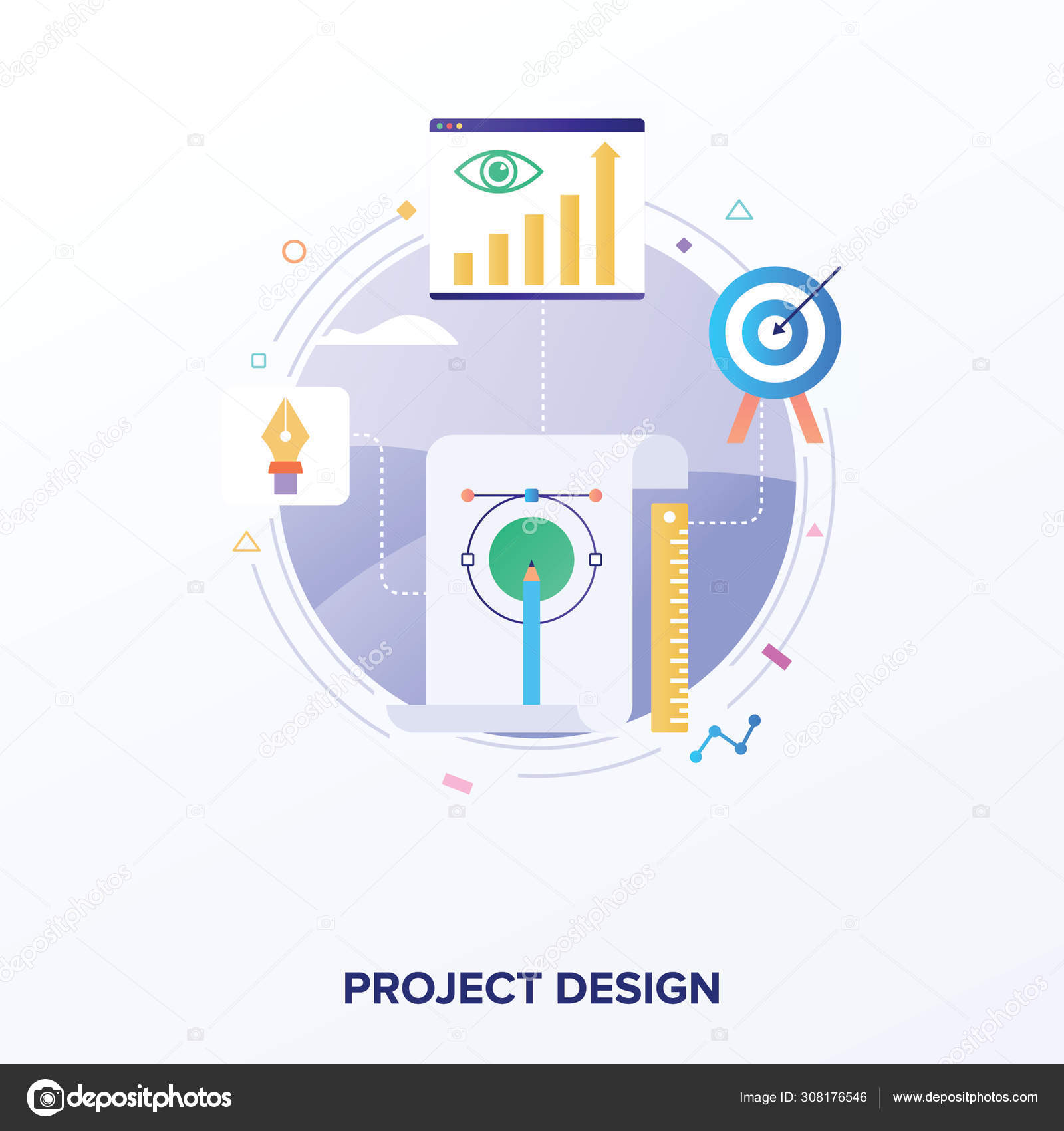 Project Design White Background Illustration Stock Vector Image by ...