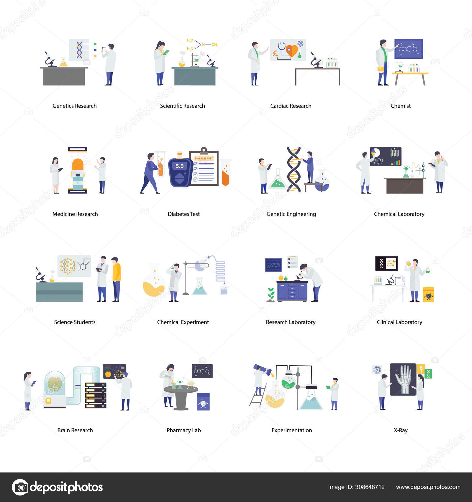 Scientist Experiment Flat Vectors Presenting Captivating Visuals ...