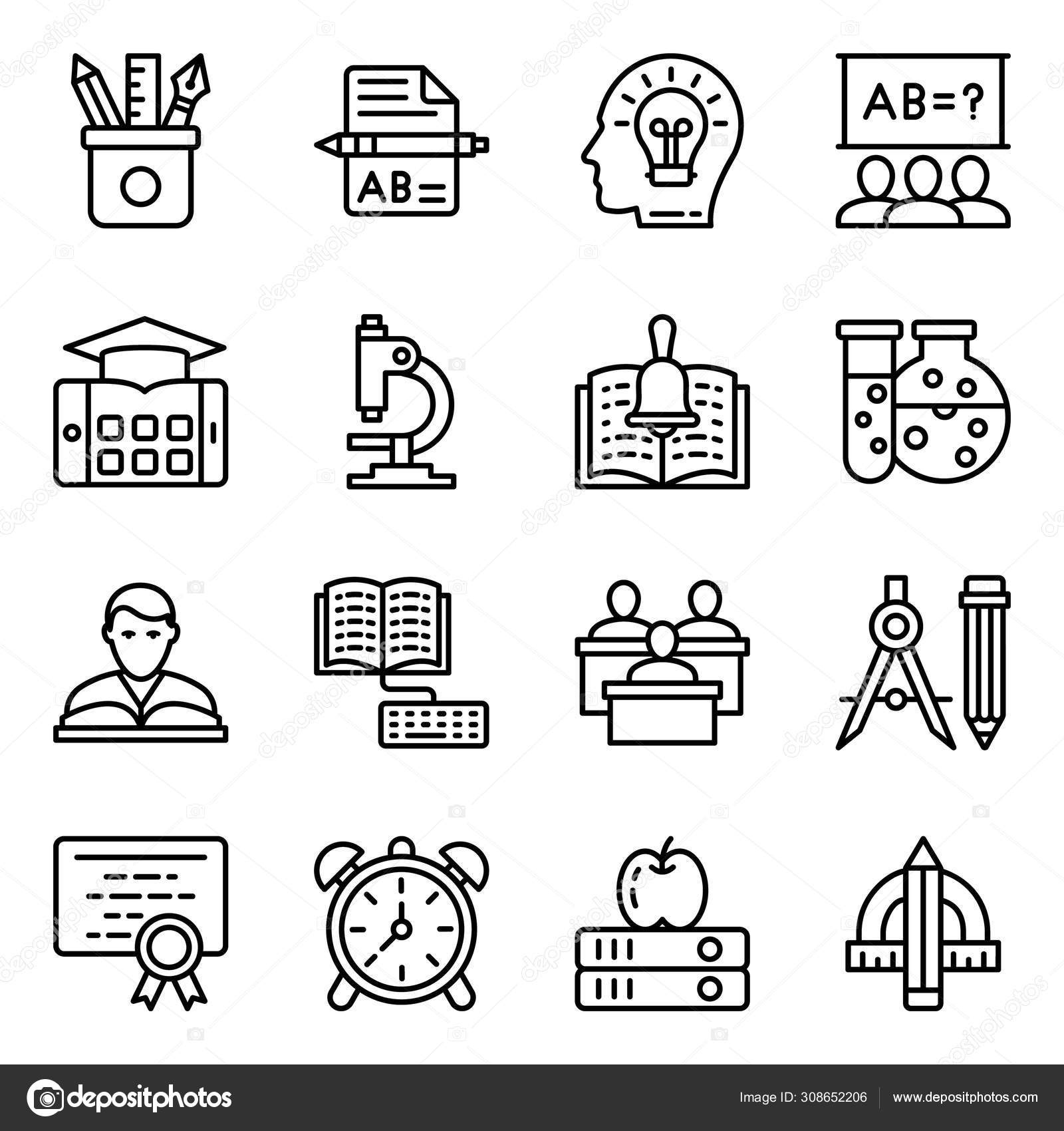 Educational Tools Portraying Line Icons Worthy Your Educational ...