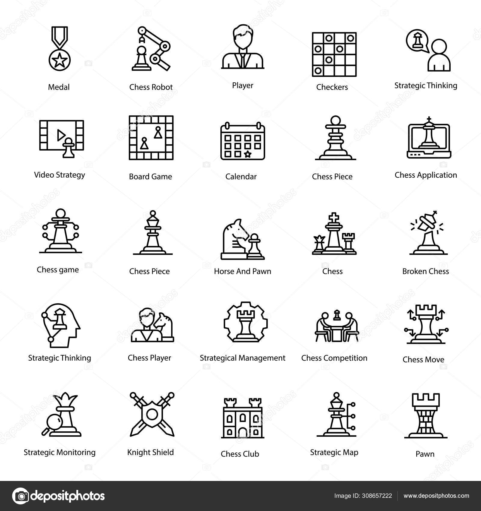 Strategy Game Line Vectors Pack Presenting Editable Vectors Which ...