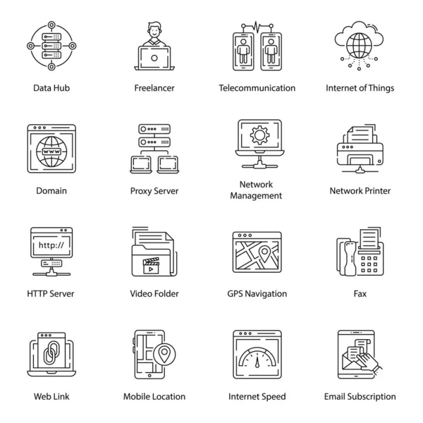 Communication Line Icons Pack Can Used Digital Communication Data ...