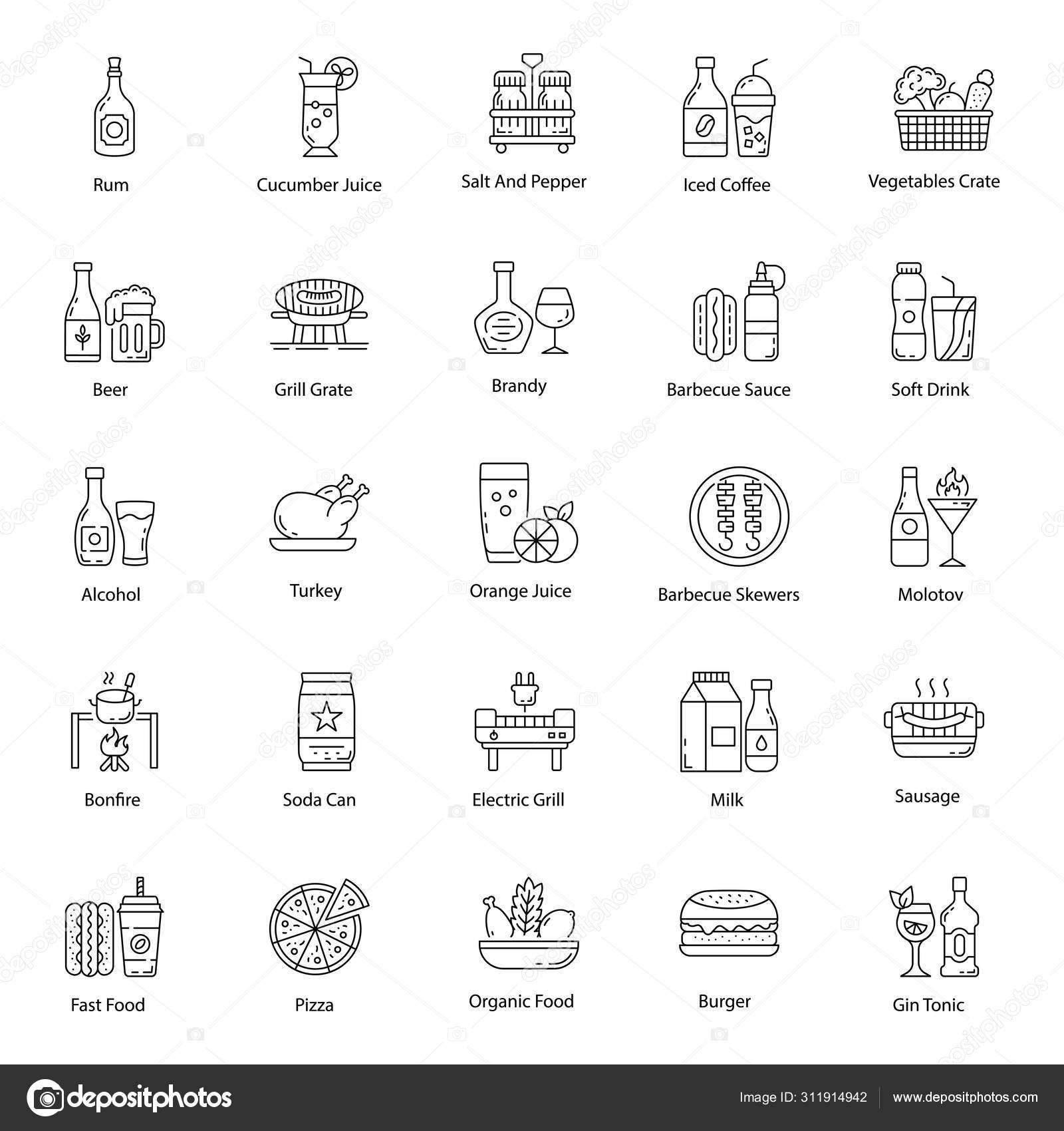 Food Drinks Line Vectors Pack Stock Vector Image by ©vectorspoint ...