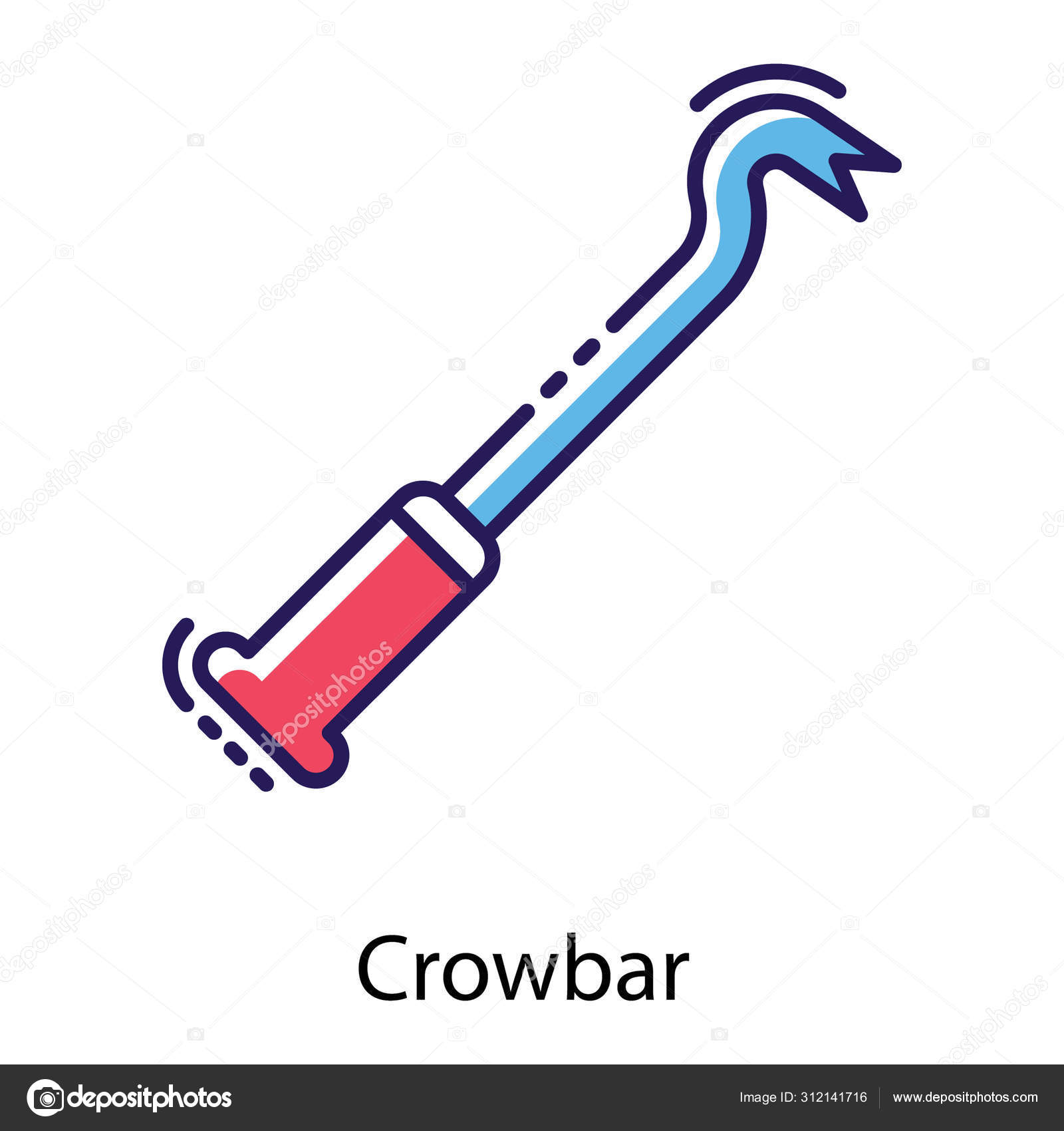 Crowbar Icono Plano Editable Visual Herramienta Construcción Vector de ...
