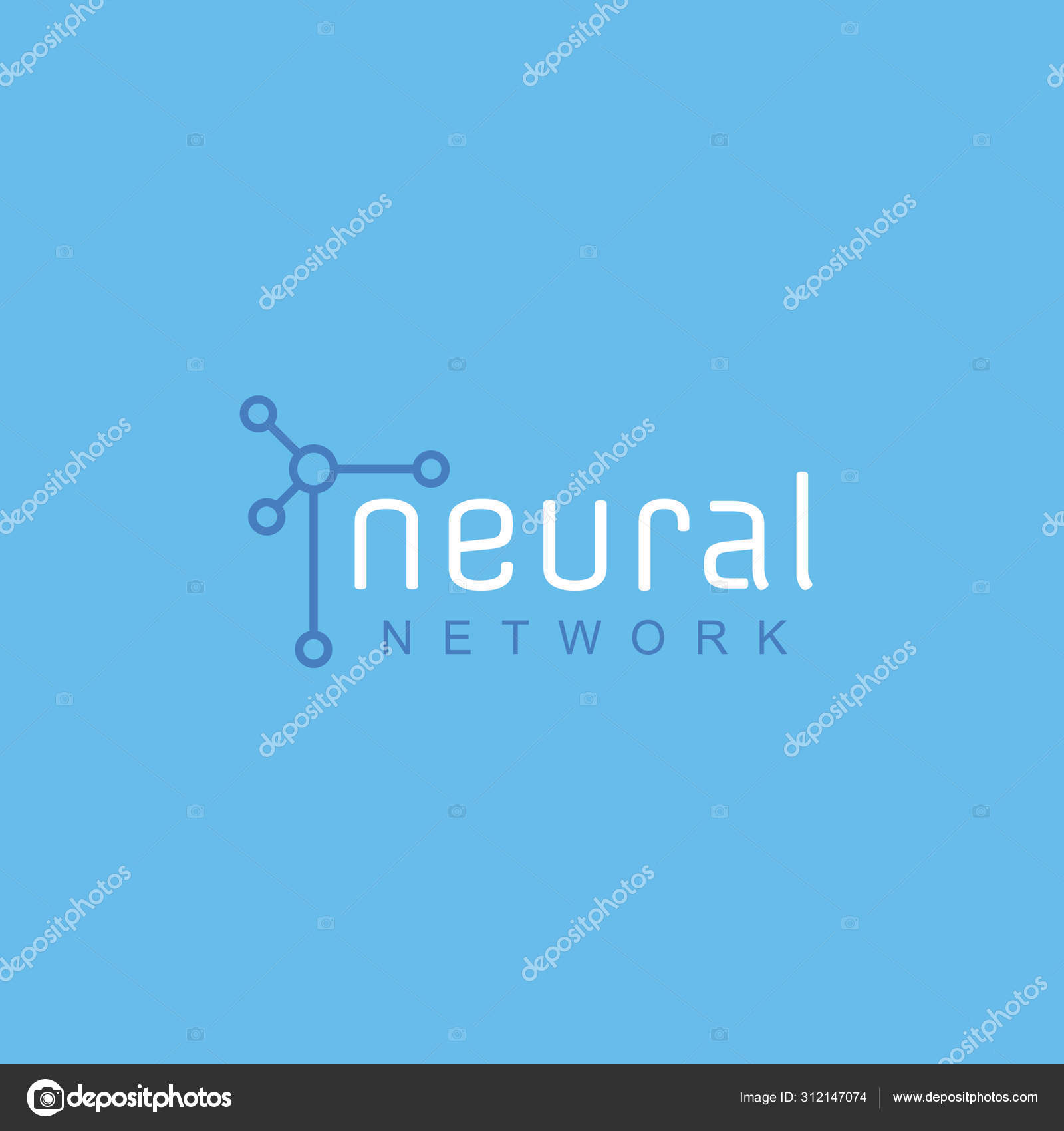 Logo Neural Network Isolated Blue Background Stock Vector Image by ...
