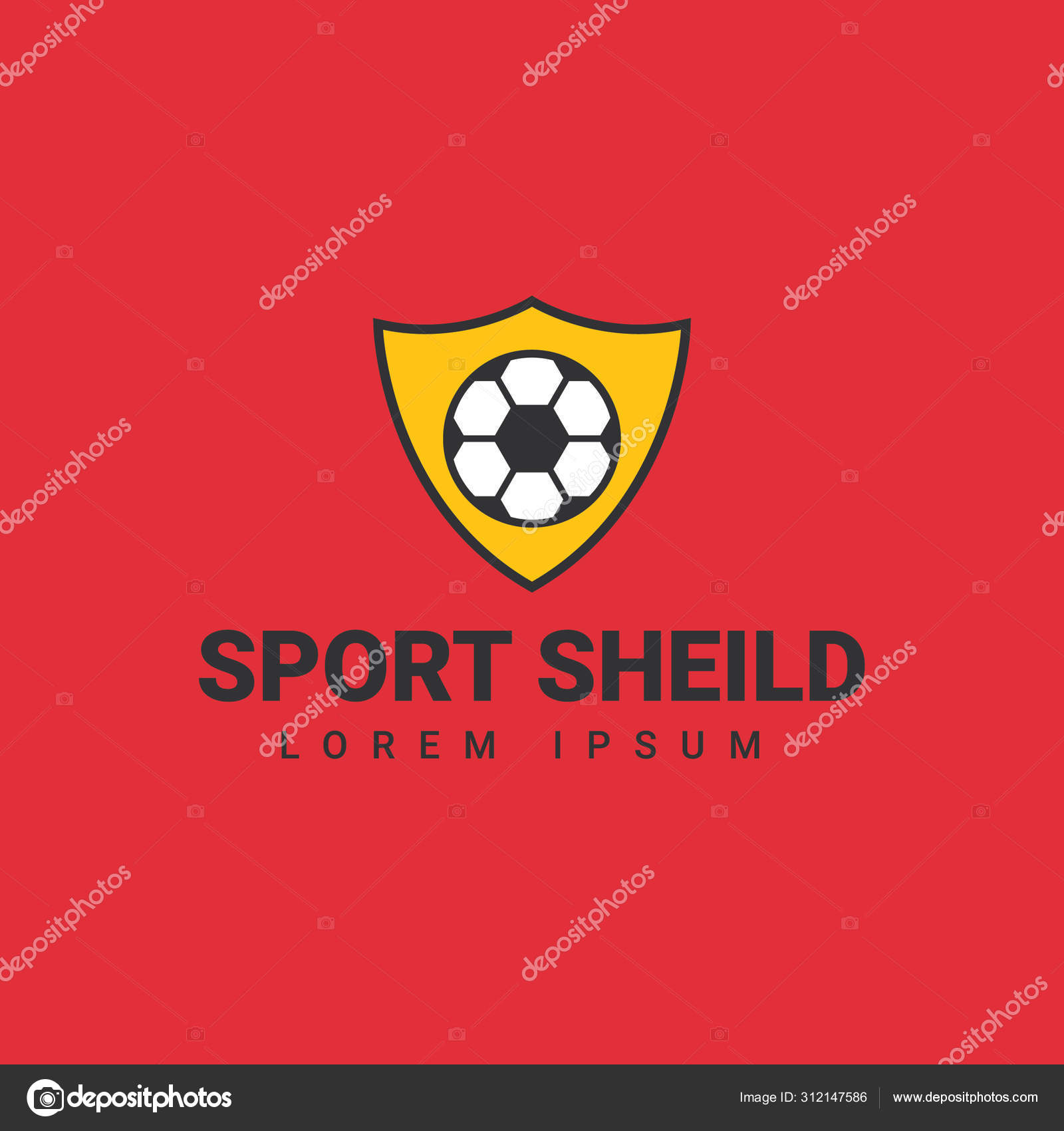 Football Shield Sport Shield Logo Vector Red Background Stock Vector by ...
