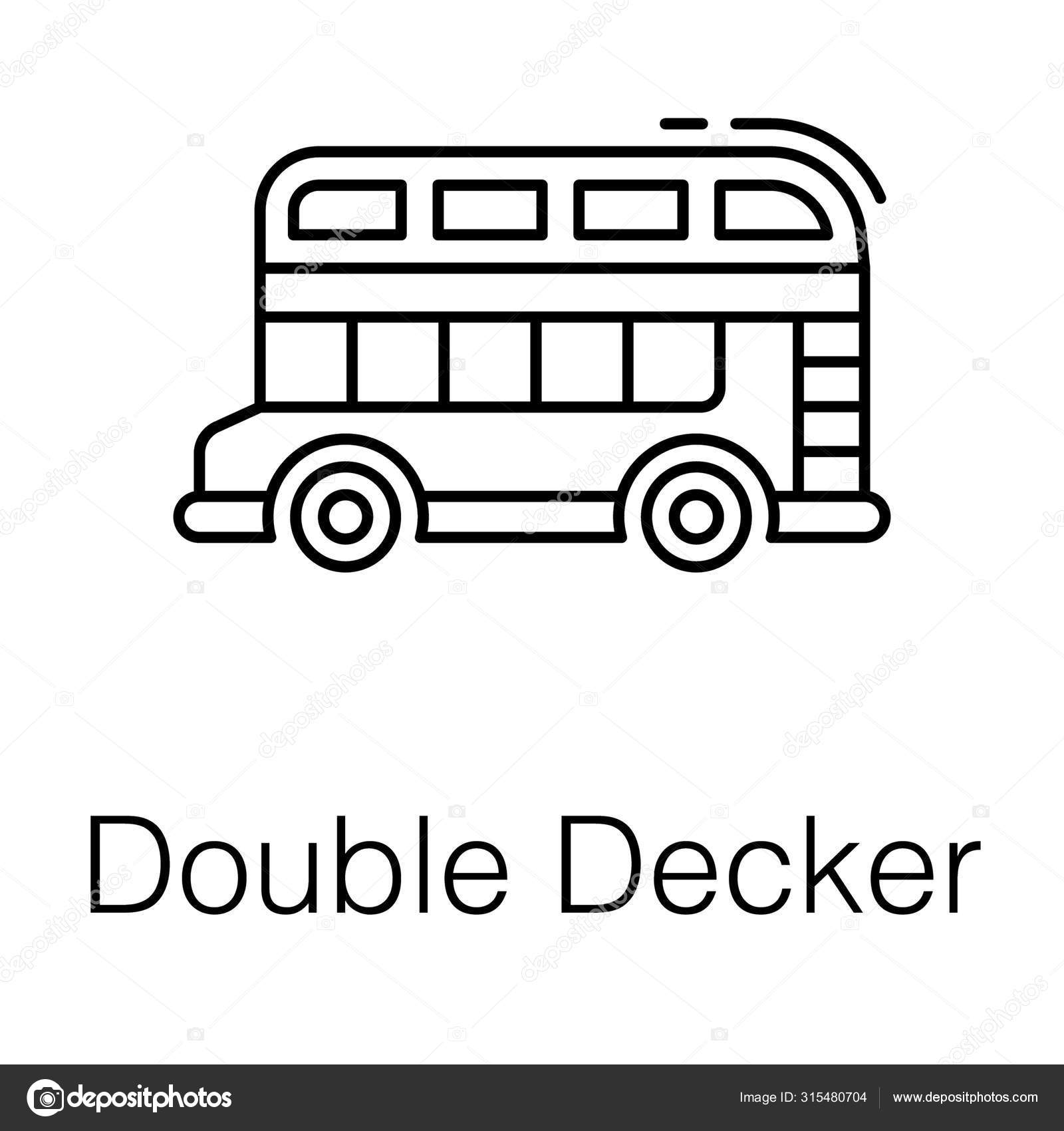 Public Local Transport Double Decker Icon Line Design Stock Vector ...
