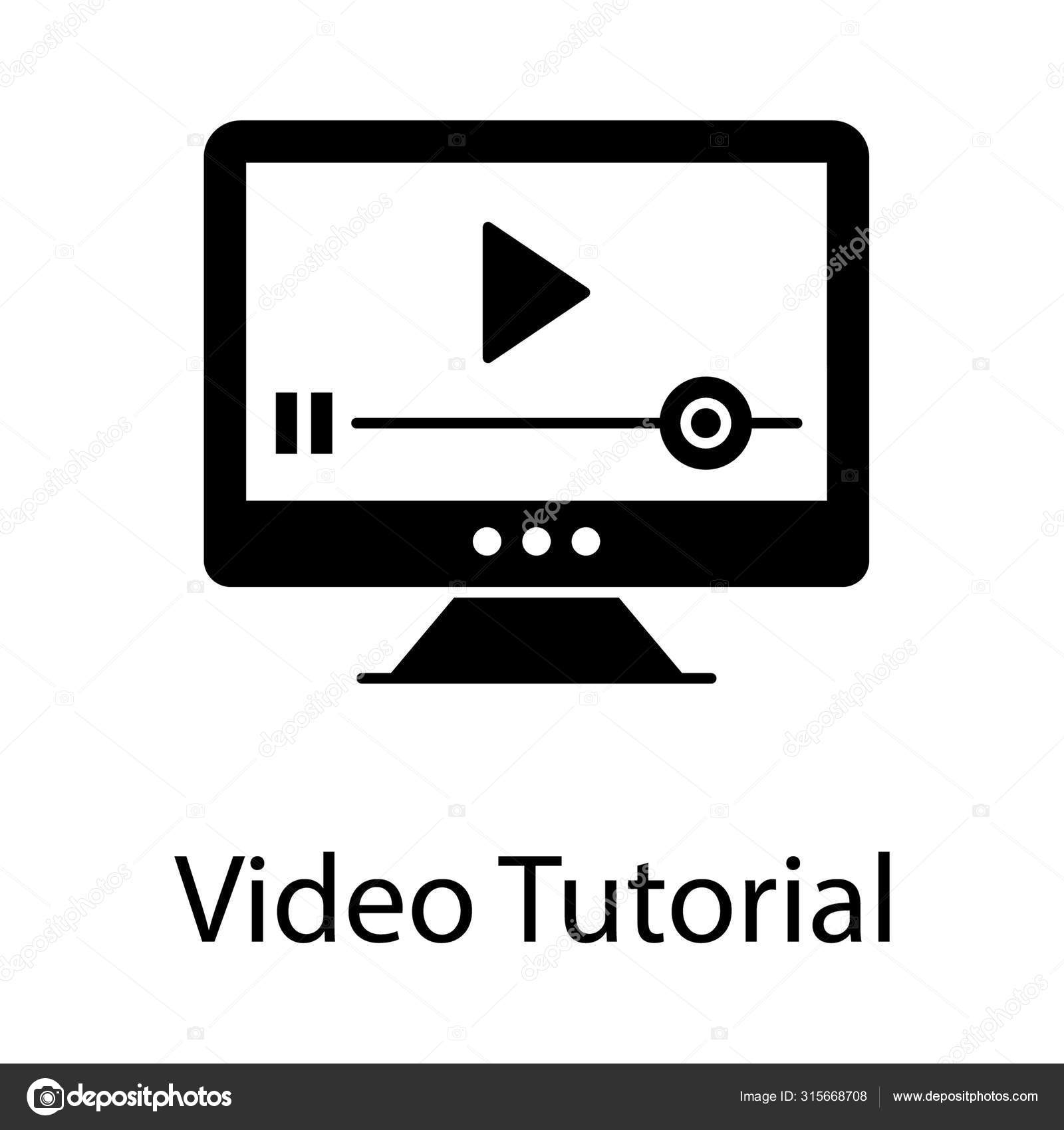 Video Streaming Icono Video Tutorial Estilo Vectorial Sólido Vector de ...
