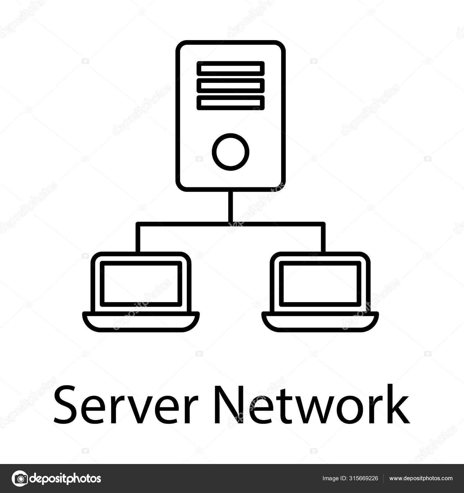 Data Server Connected Laptop Server Network Icon Stock Vector by ...