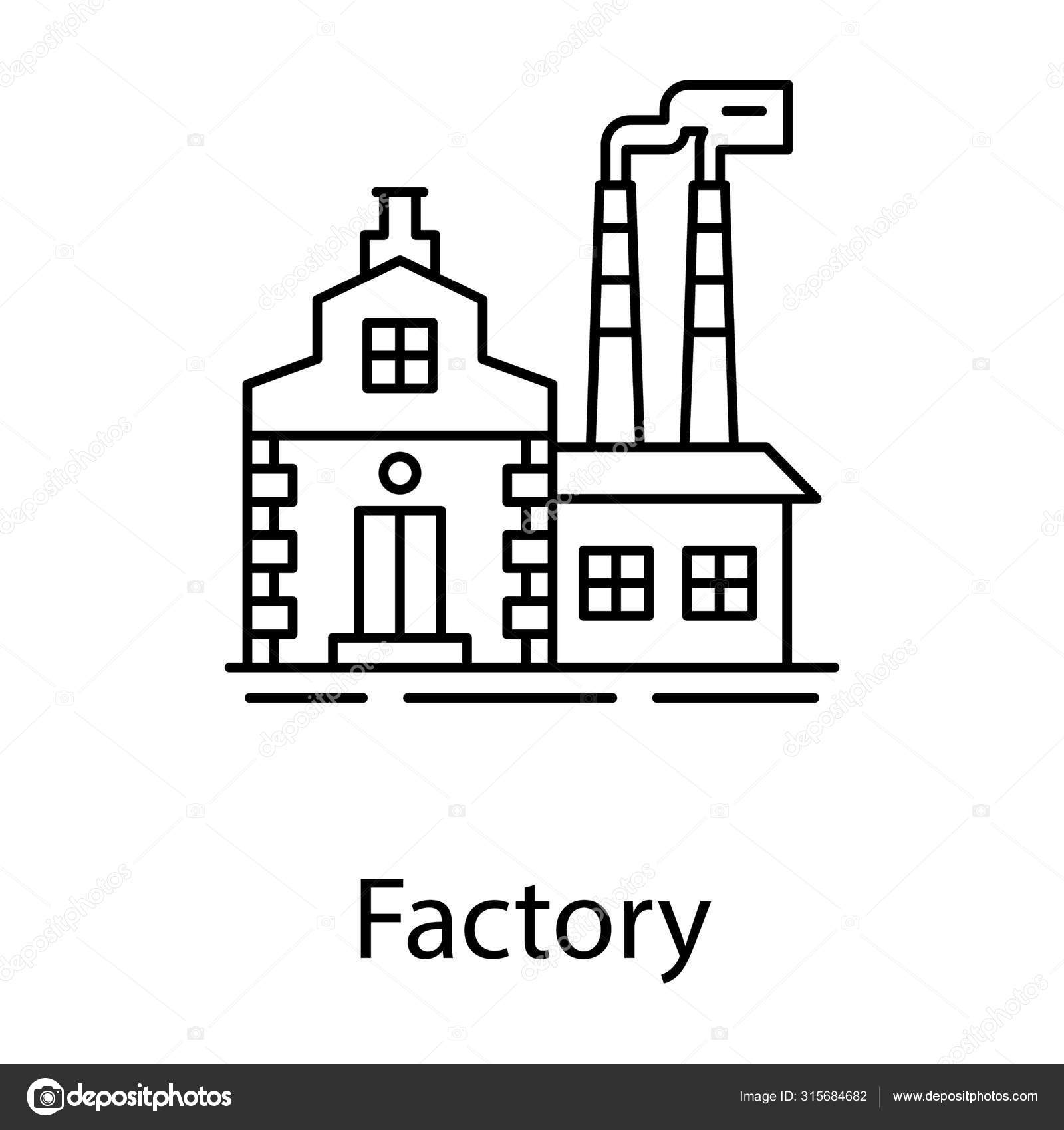 Manufacturing Plant Unit Line Design Factory Vector Style Stock Vector ...