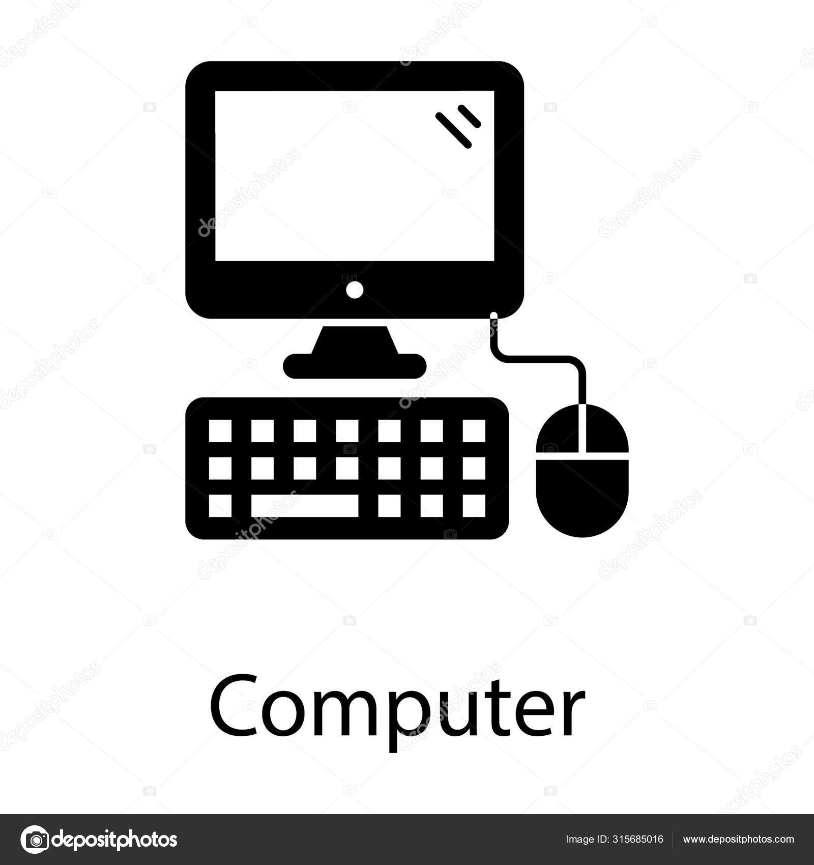 Desktop Computer Keyboard Mouse Solid Vector Style Stock Vector Image ...