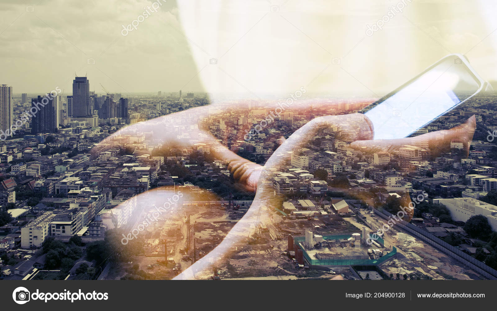 Double Exposure Image People Using Smart Phone Stock Photo by ©ponsulak ...
