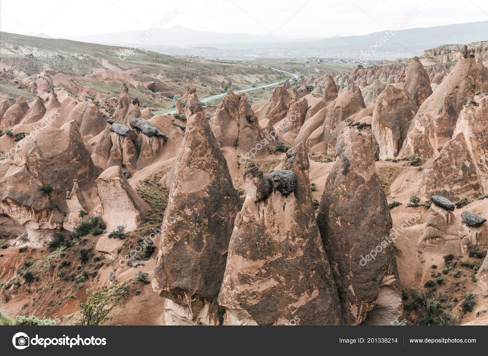 Aerial View Scenic Bizarre Rock Formations Cappadocia Turkey — Free ...