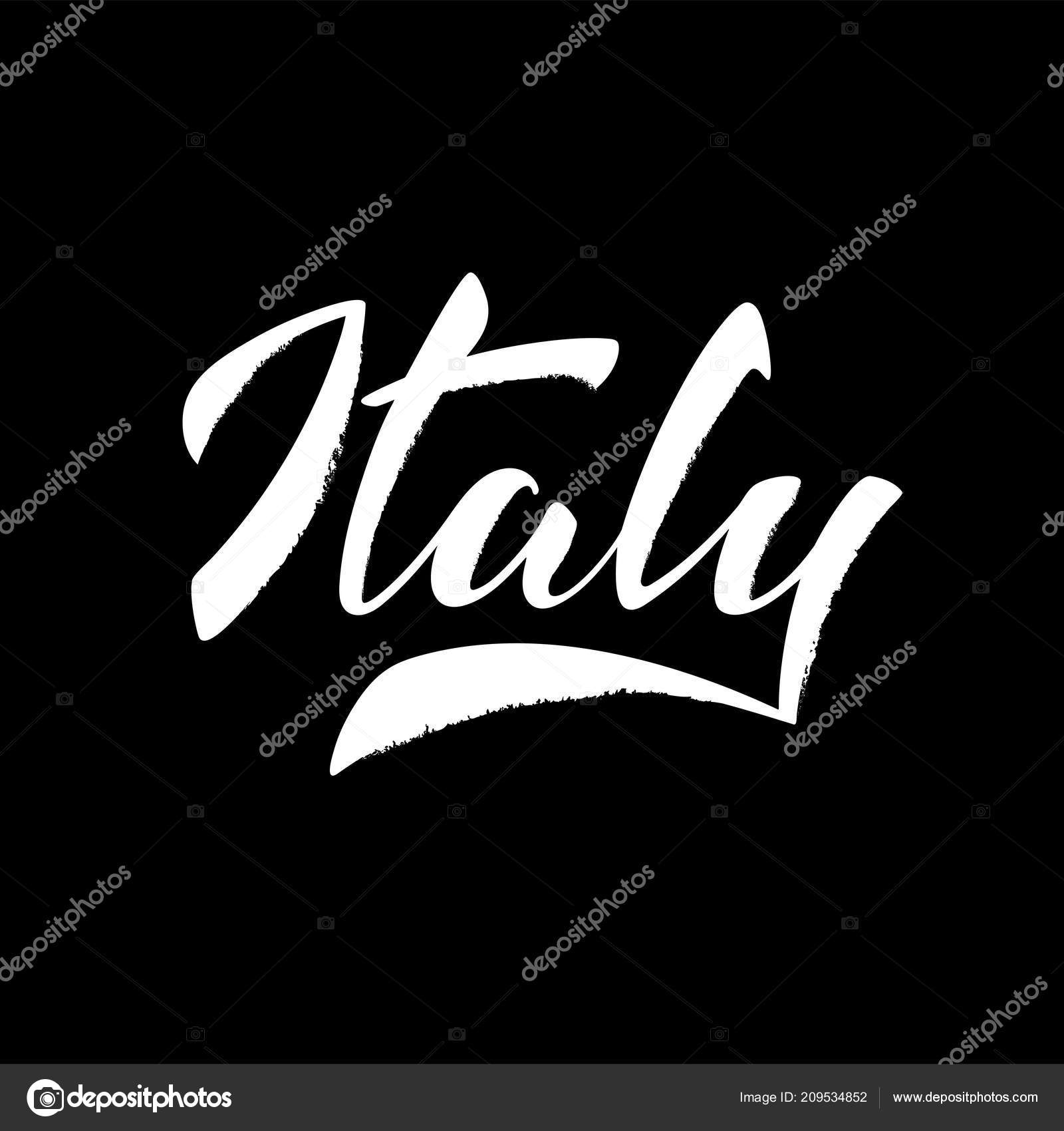 Italy Hand Lettering Illustration Name Country Modern Brush Calligraphy ...