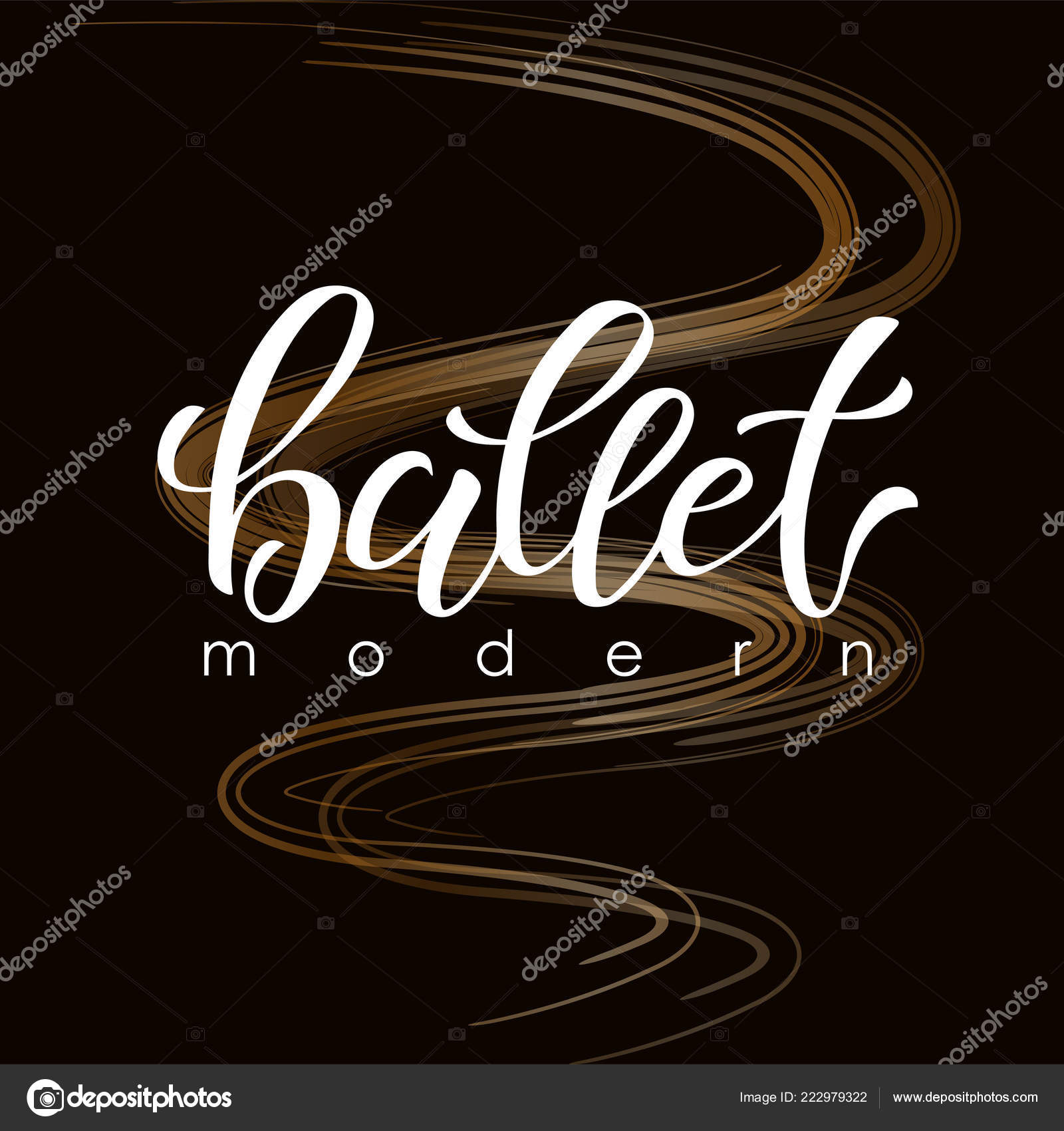 Hand Drawn Lettering Word Modern Ballet Vector Illustration Gold ...
