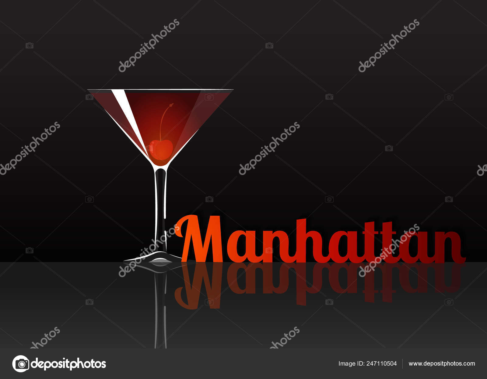 Official Cocktail Icon Unforgettable Manhattan Cartoon Illustration Bar ...