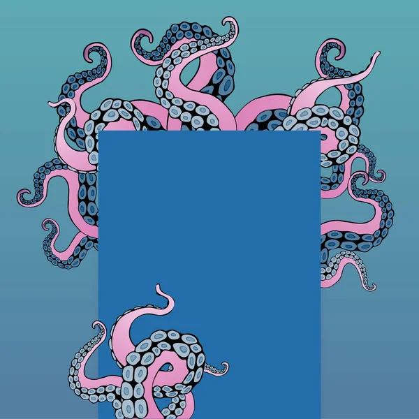 Coral Yellow Blue Set Nine Tentacles Octopus Frame Ocean Motive Stock ...