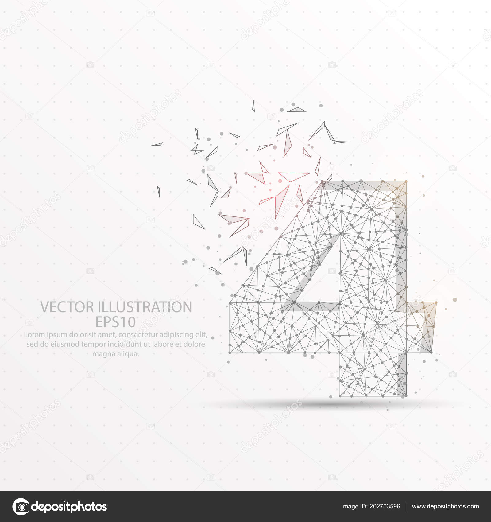 Number Four Point Abstract Mash Line Composition Digitally Drawn Form ...