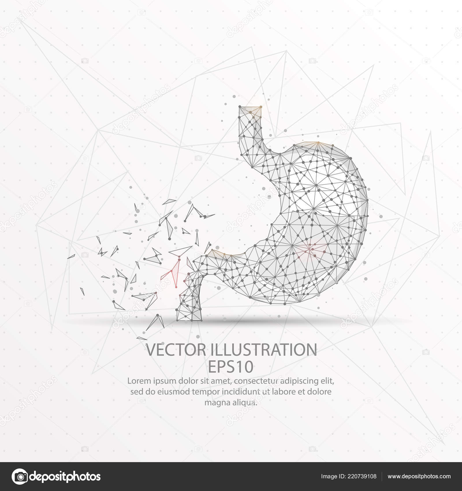 Stomach Form Polygonal Mesh Line Composition Digitally Drawn Starry Sky ...