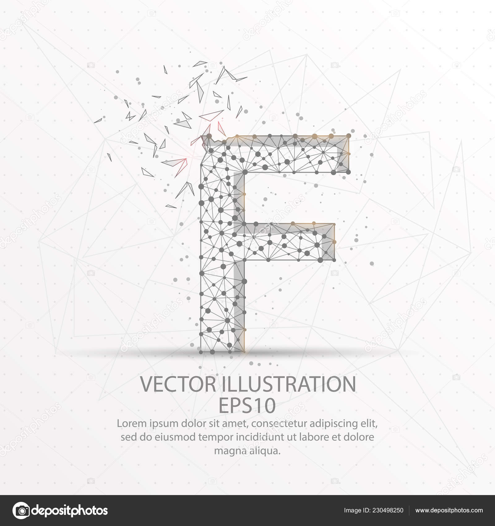 Letter Form Mesh Line Composition Digitally Drawn Form Broken Part ...
