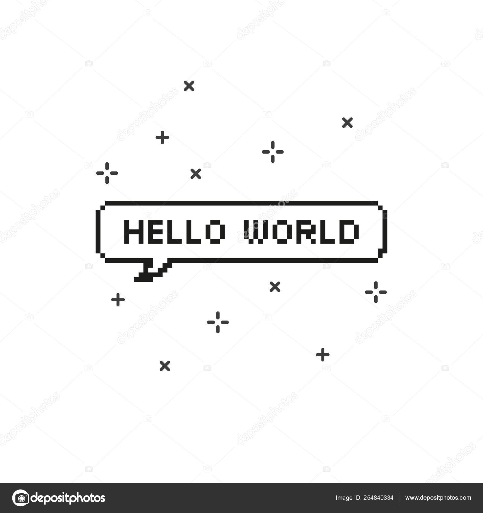 Hello world in speech bubble 8 bit pixel art. Stock Vector Image by ...