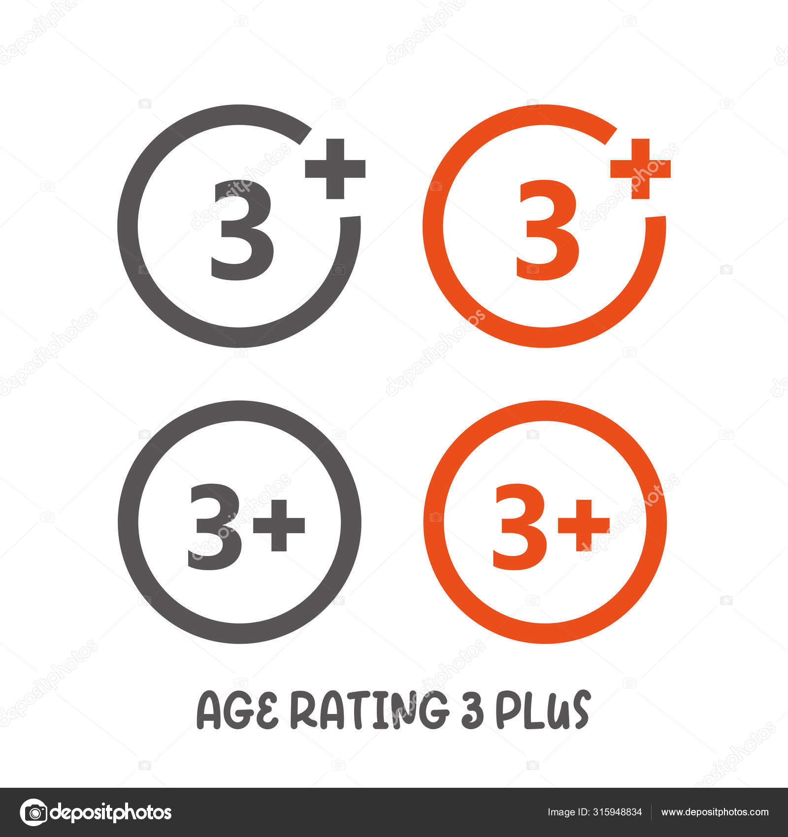 Age rating 3 plus movie icon. Under 3 years sign mark simple flat style ...