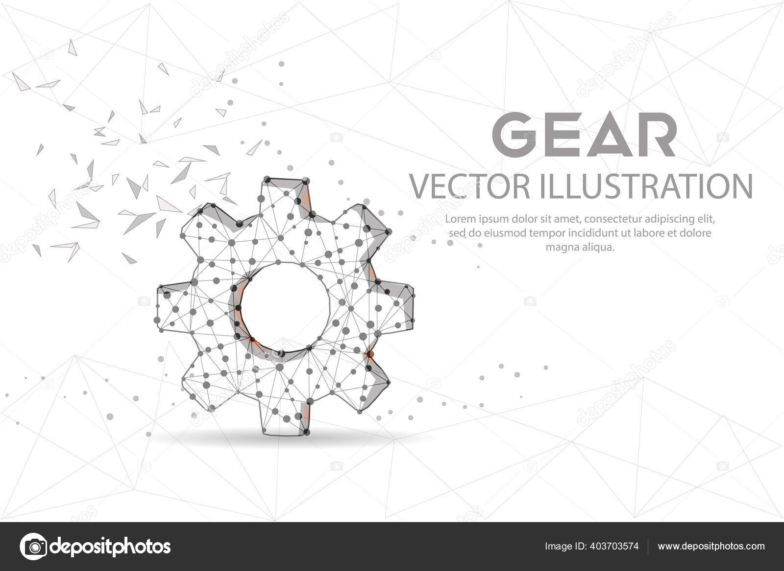Gear Digitally Drawn Form Broken Part Triangle Shape Scattered Dots ...