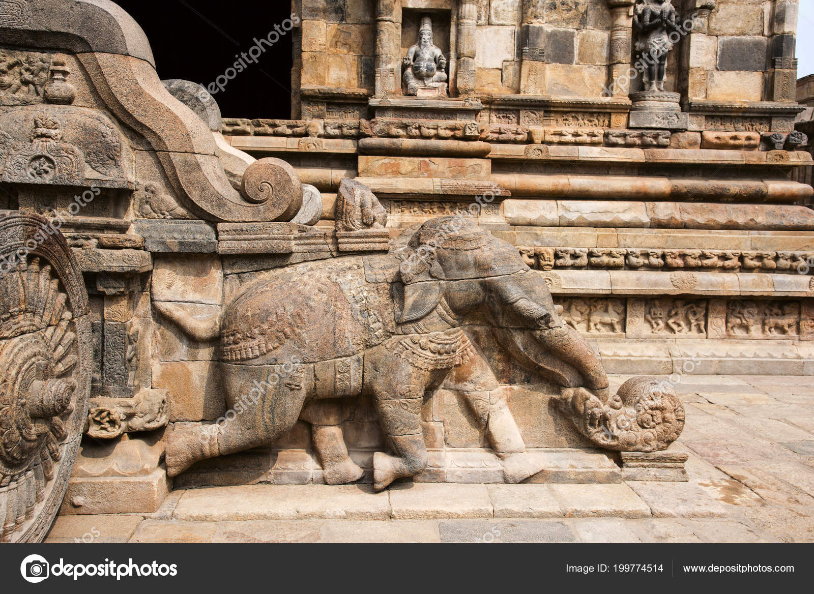 Balustrade Carved Elephant Shiva's Chariot Entrance Airavatesvara ...
