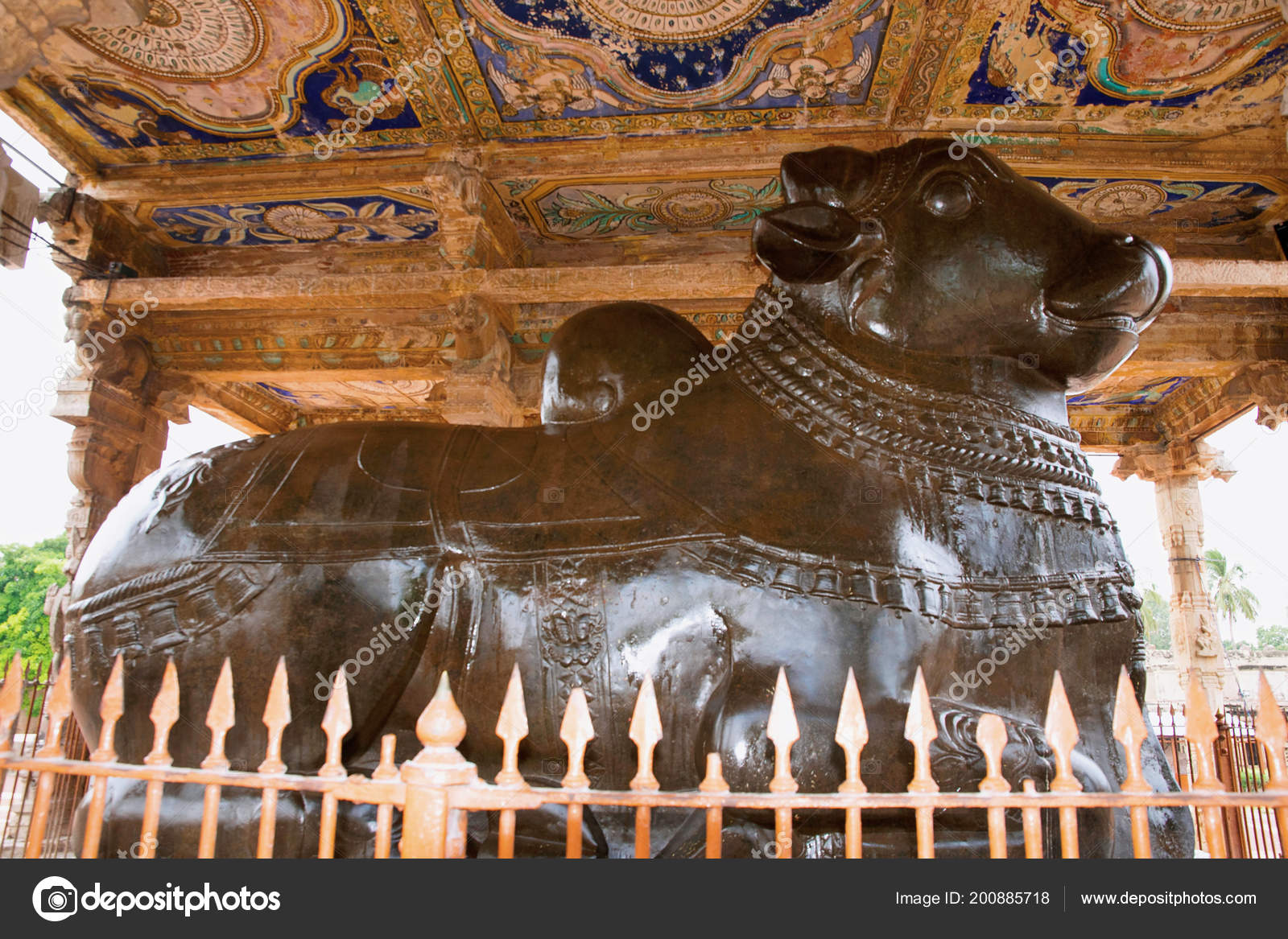Huge Monolithic Nandi Brihadisvara Temple Tanjore Tamil Nadu India View ...