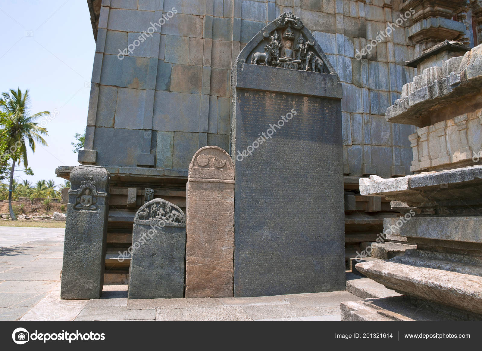 Carved Inscriptions Kannada Stone Pillars Parshvanatha Basadi Basadi ...