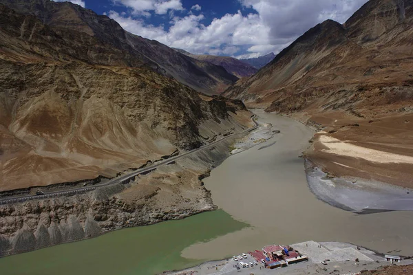 Confluence of Indus and Zanskar Rivers in Himalayas Stock Photo by ...